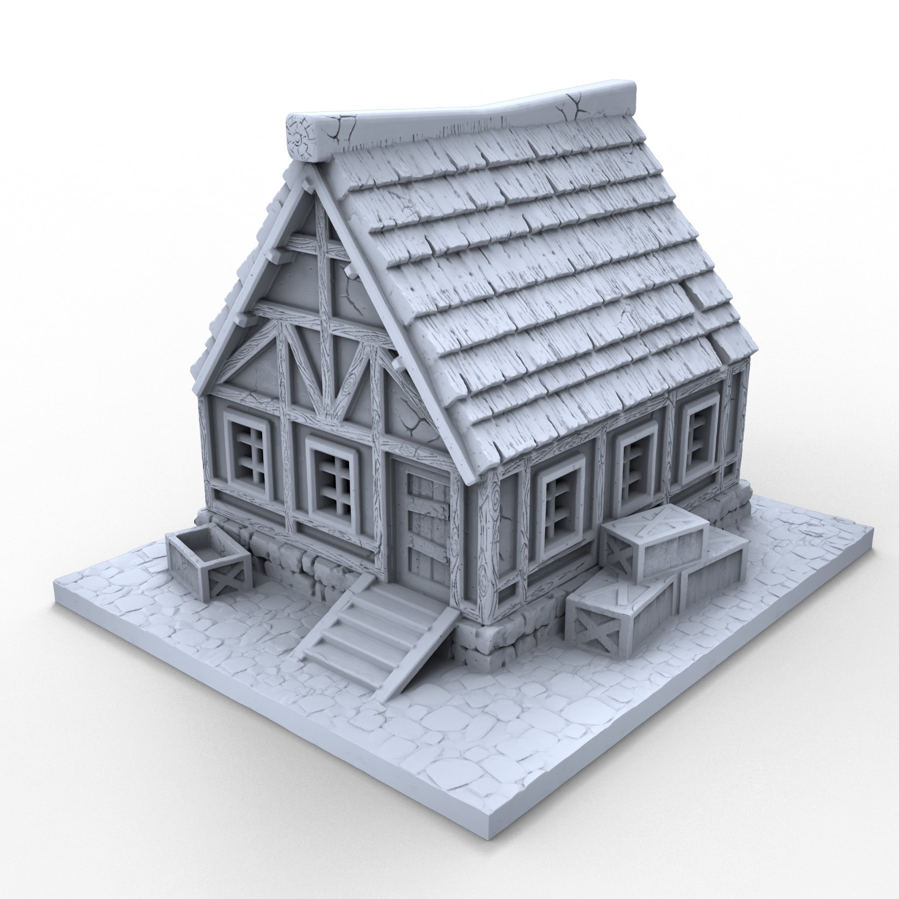 Half Timbered House on small degrees stone based by ZBB EditionS - Wargaming3D