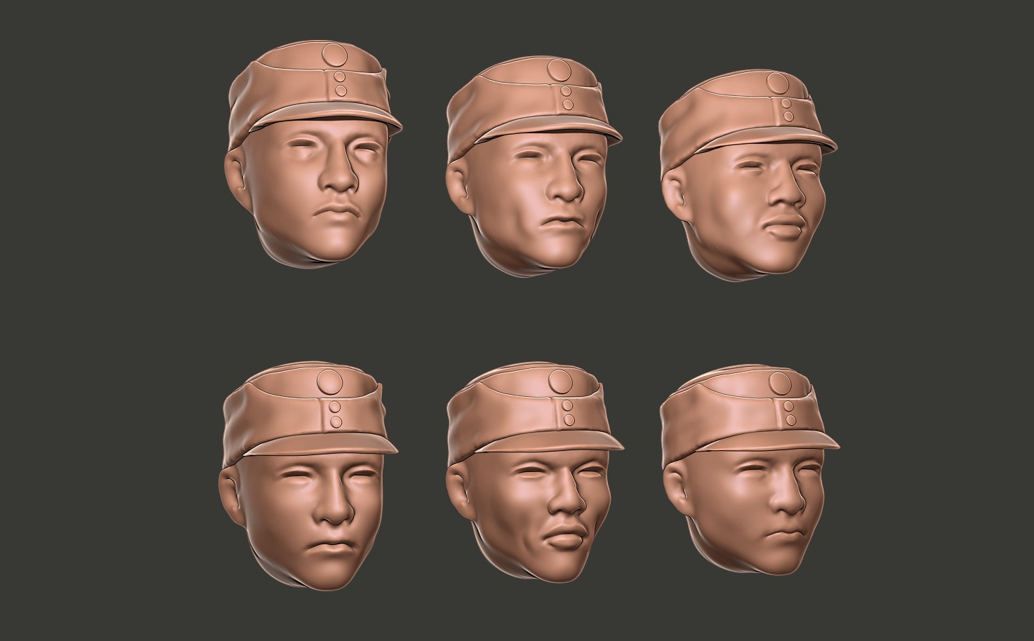 WW2 KMT Nationalist Chinese Heads in Field Caps by Imperialis ...