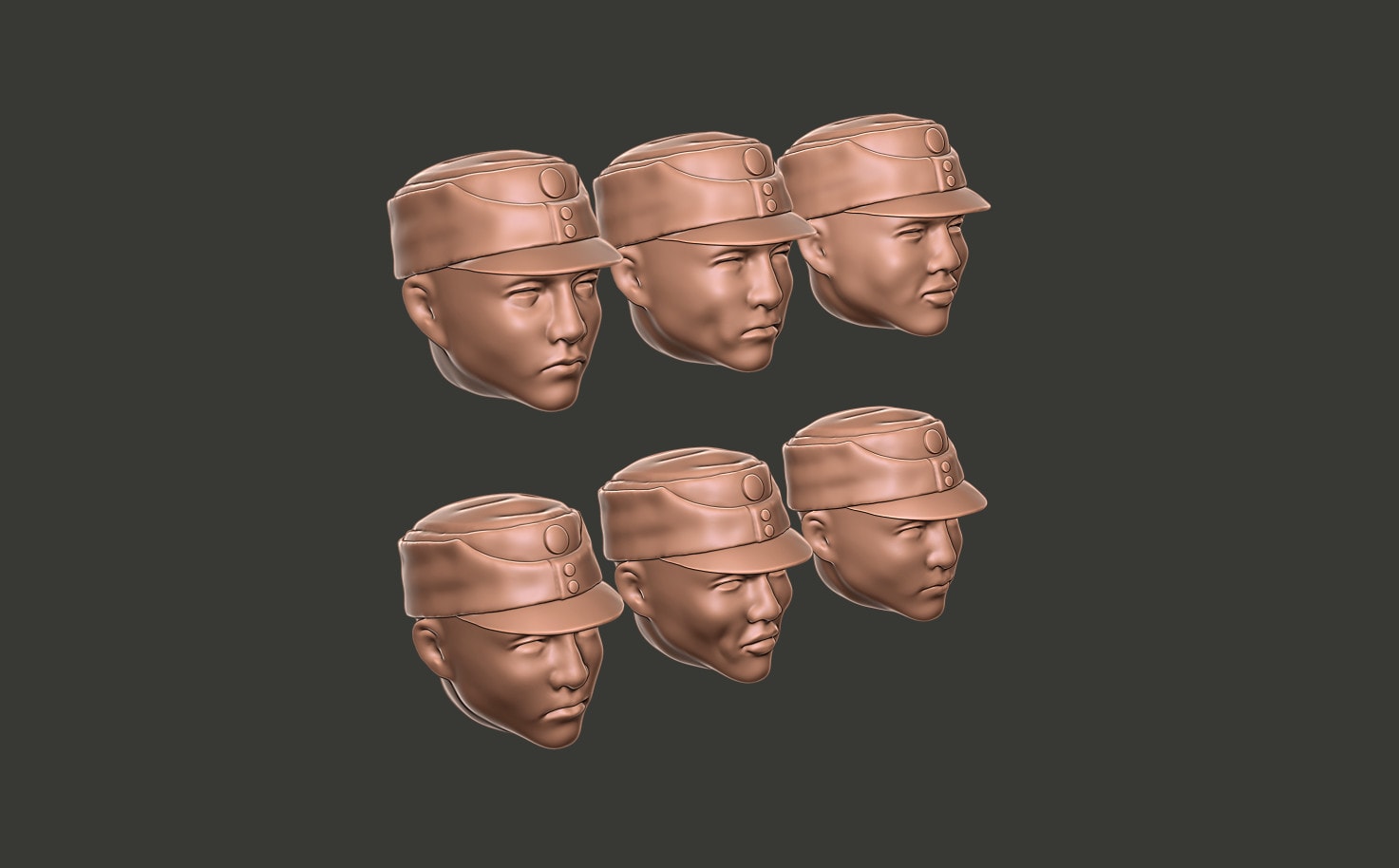 WW2 KMT Nationalist Chinese Heads in Field Caps by Imperialis ...
