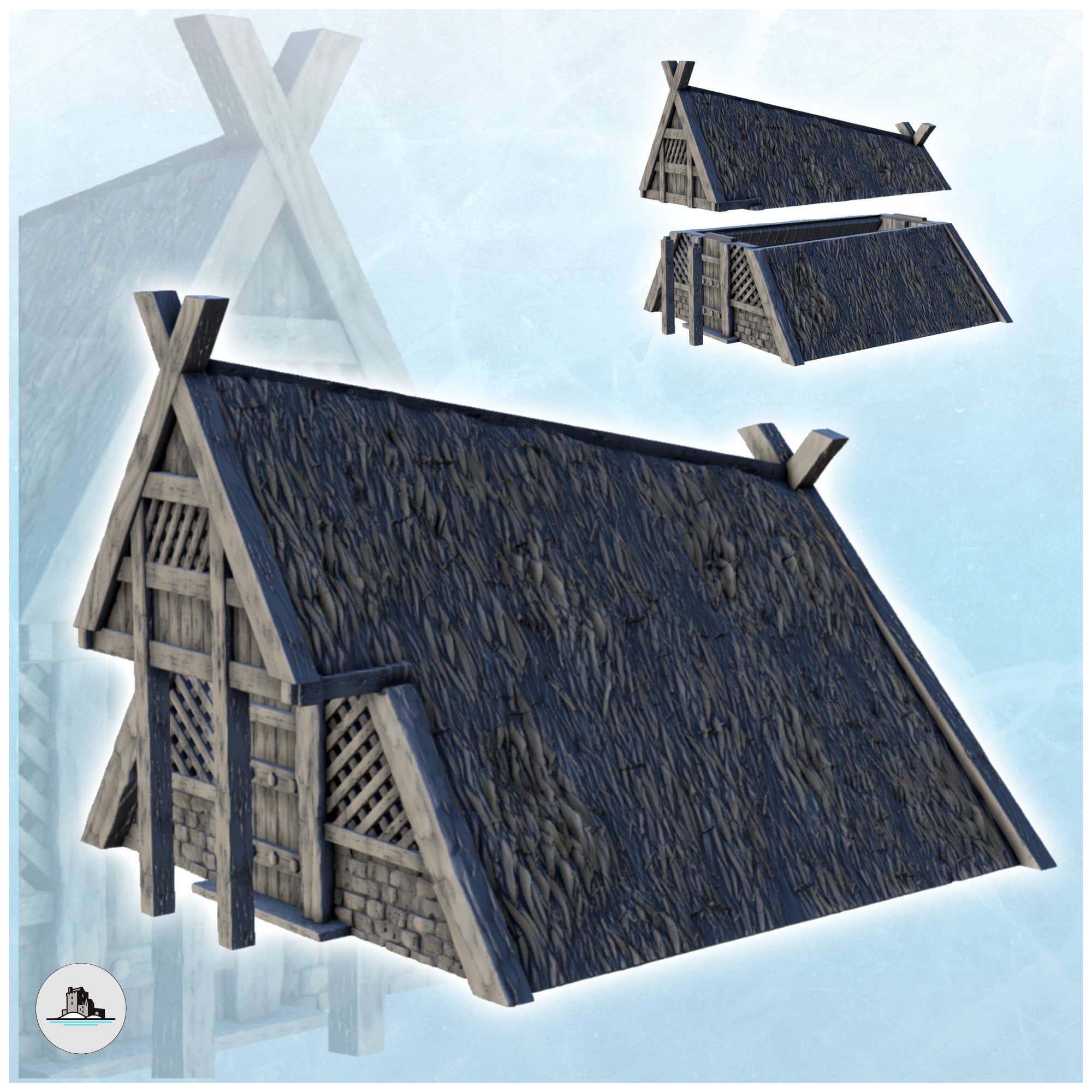 Viking building with bevelled roof and wooden column (6) by Hartolia ...