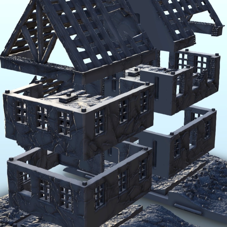 Ruined modern house 18 by Hartolia Miniatures - Wargaming3D