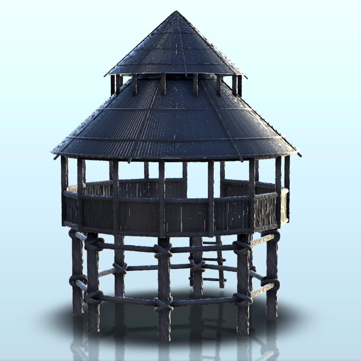 Circular wooden building on stilts (4) by Hartolia Miniatures - Wargaming3D