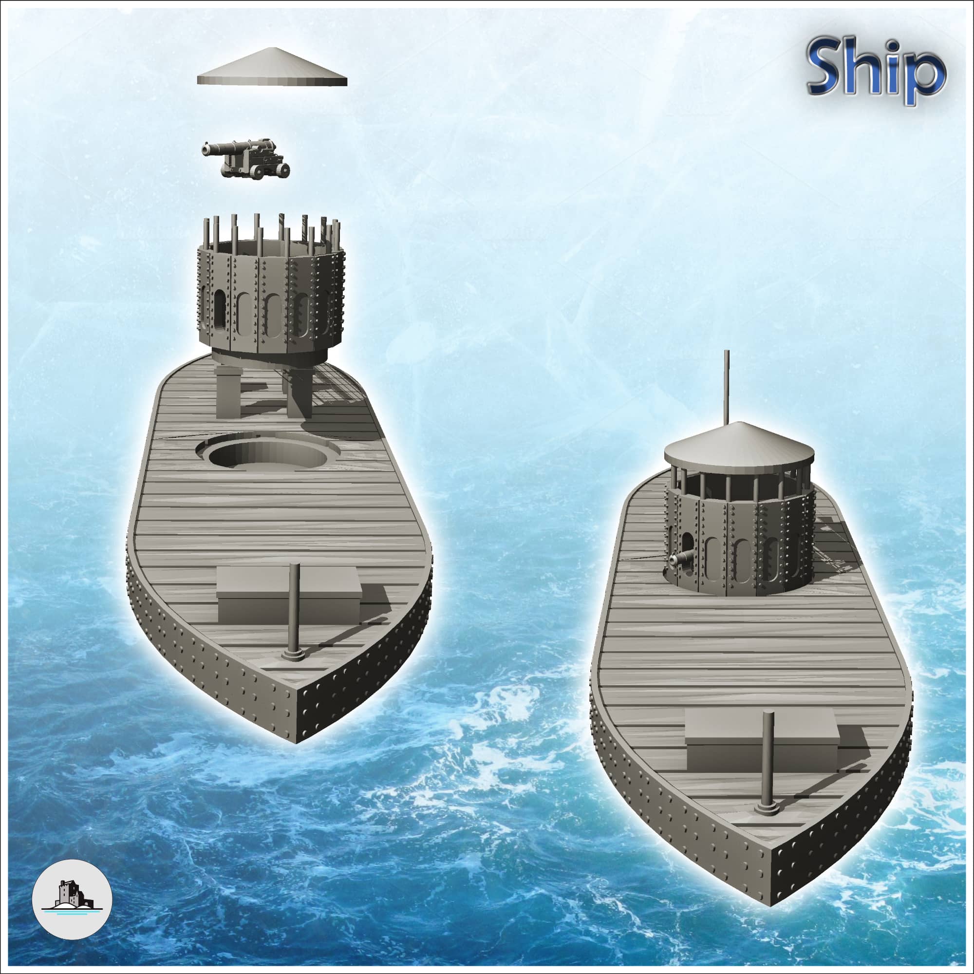 USS Monitor 1862 ironclad warship (3) by Hartolia Miniatures - Wargaming3D