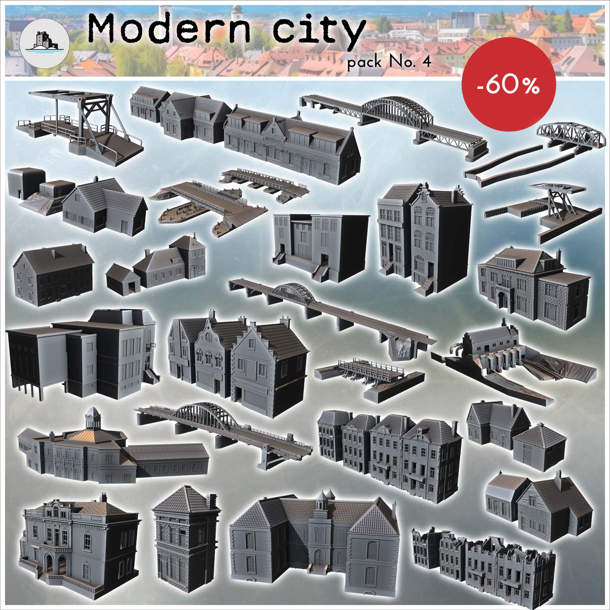Modern city pack No. 4 by Hartolia Miniatures - Wargaming3D