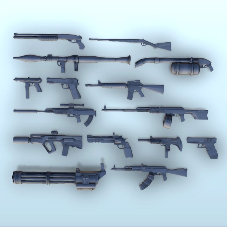Set of Modern weapons (4) by Hartolia Miniatures - Wargaming3D