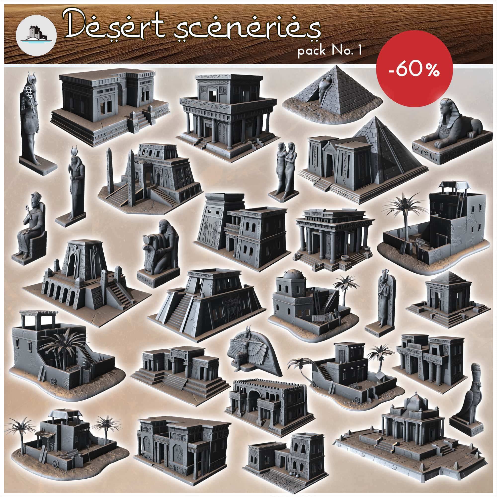 Desert sceneries pack No. 1 by Hartolia Miniatures - Wargaming3D