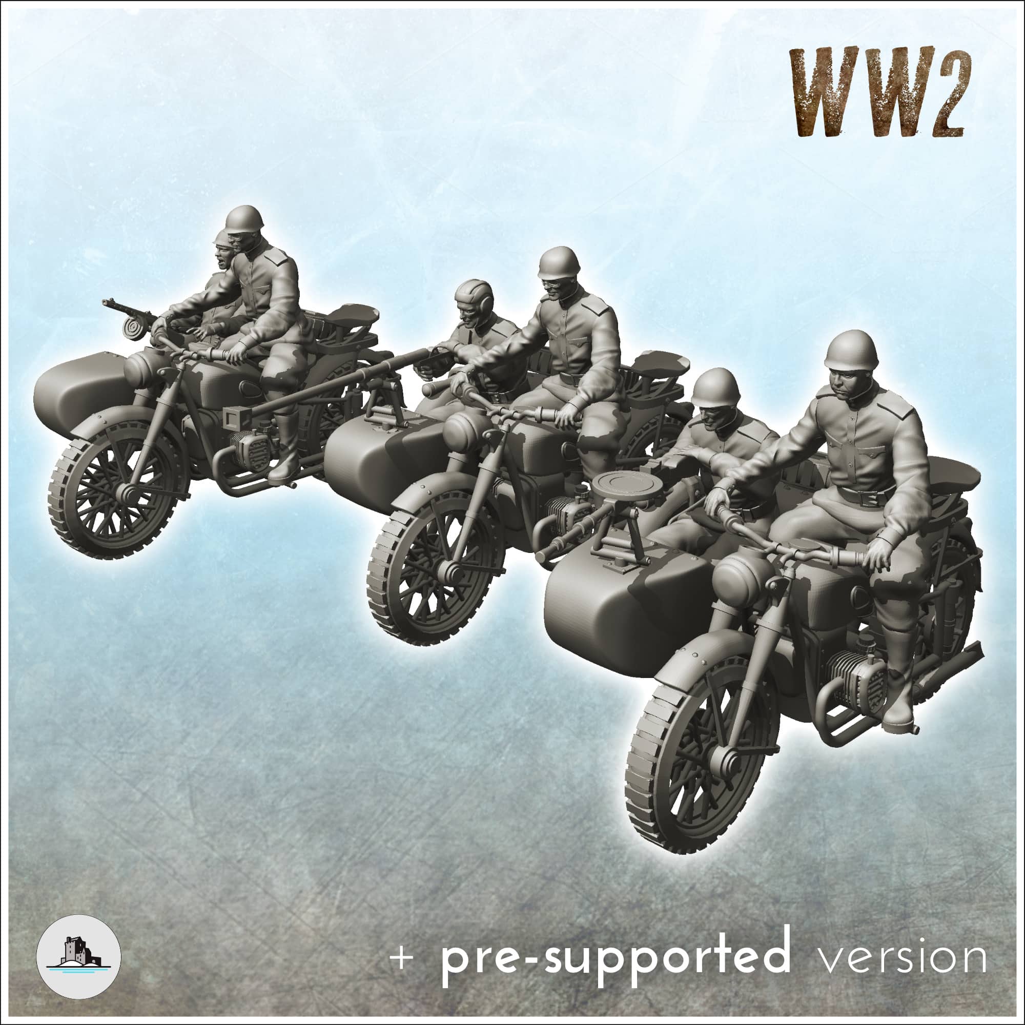 Set of three IMZ M-72 motos by Hartolia Miniatures - Wargaming3D