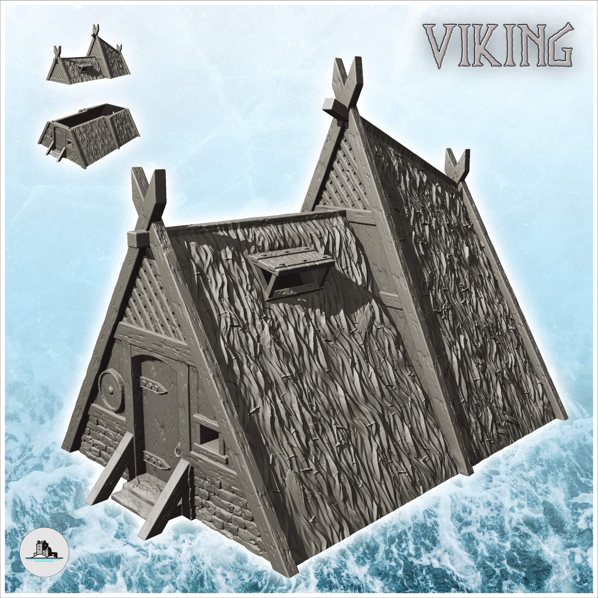 Viking house in stone and wood with thatched roof and window (15) by ...