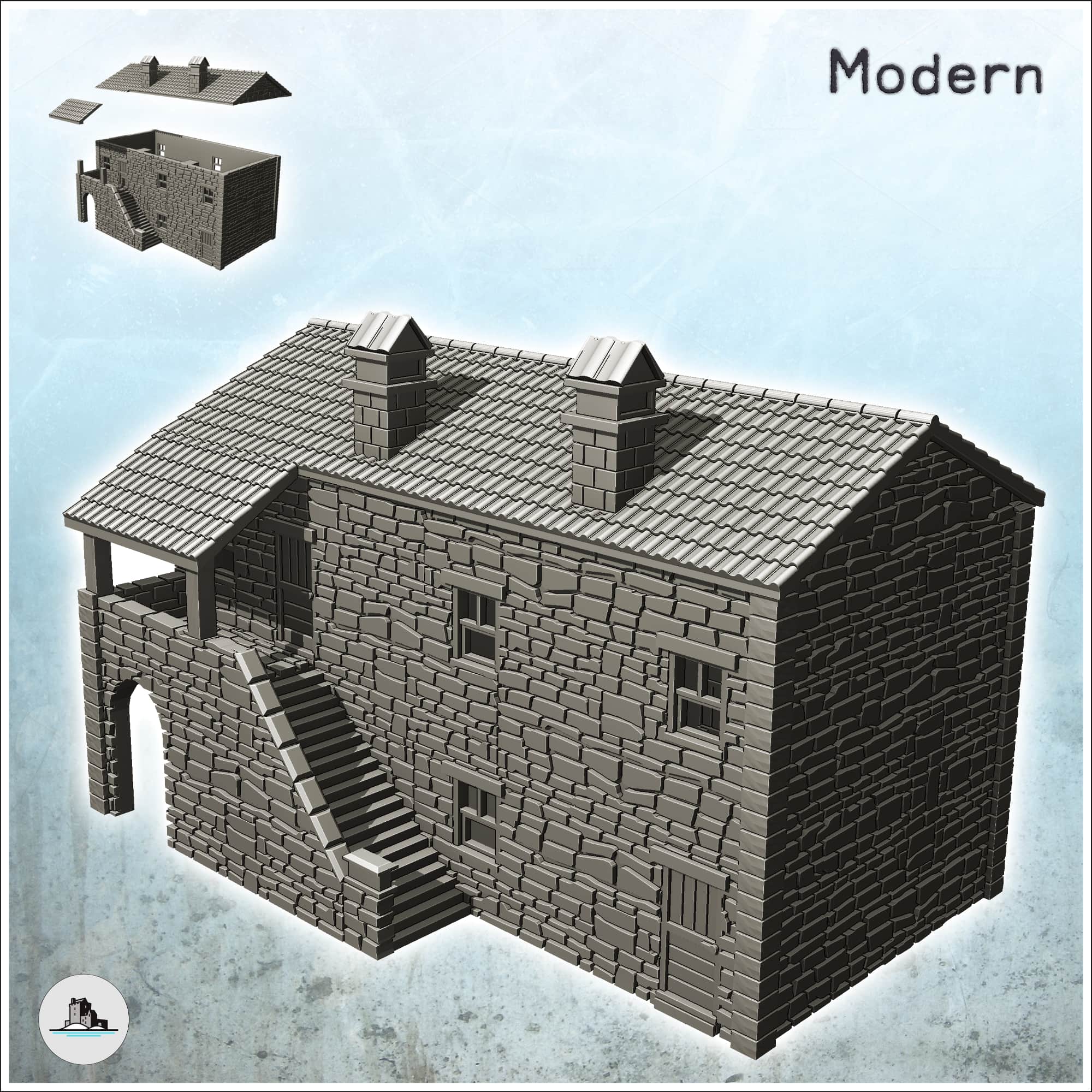 House in exposed stone with access stairs and tiled roof (20) by ...