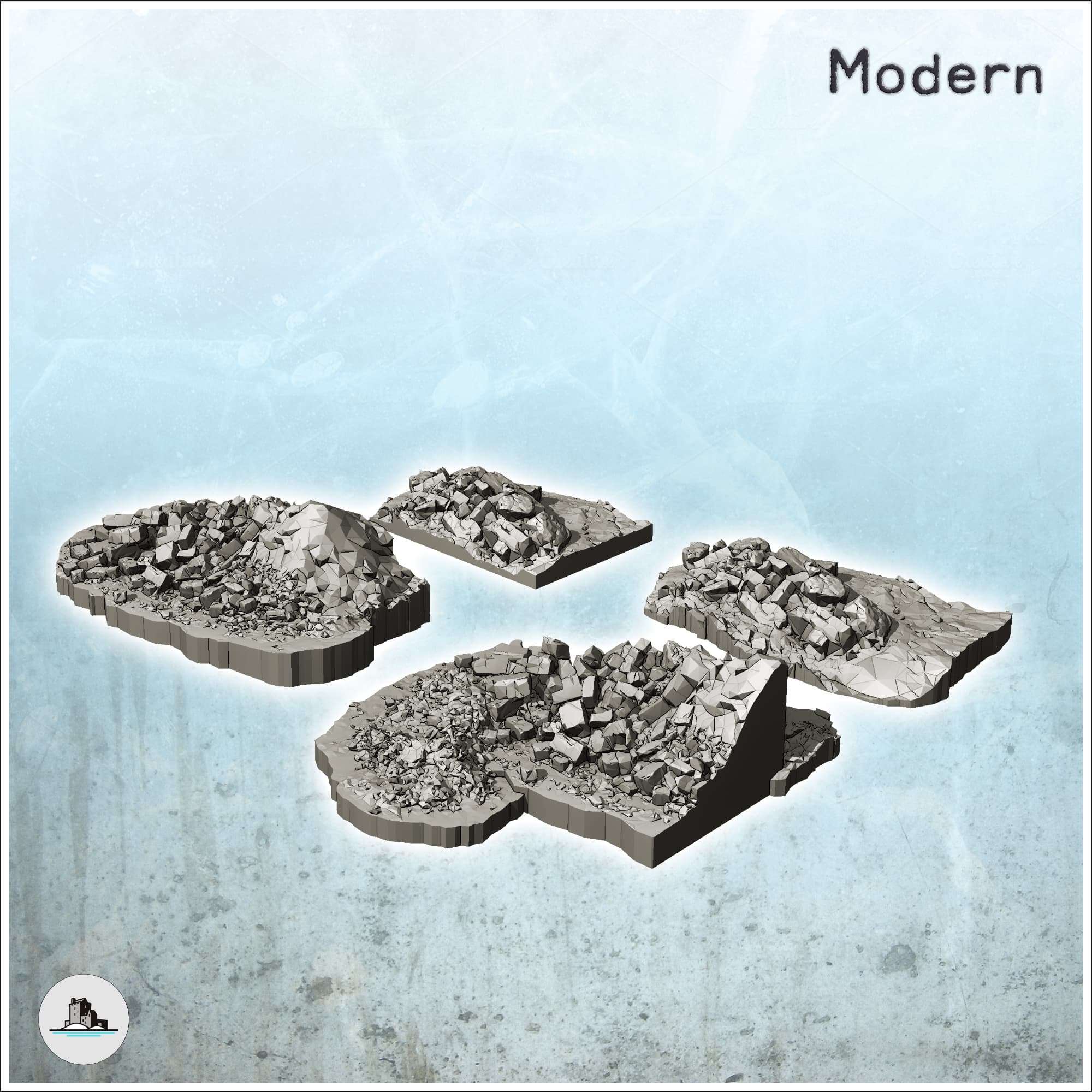 Urban debris set with rubble (5) by Hartolia Miniatures - Wargaming3D