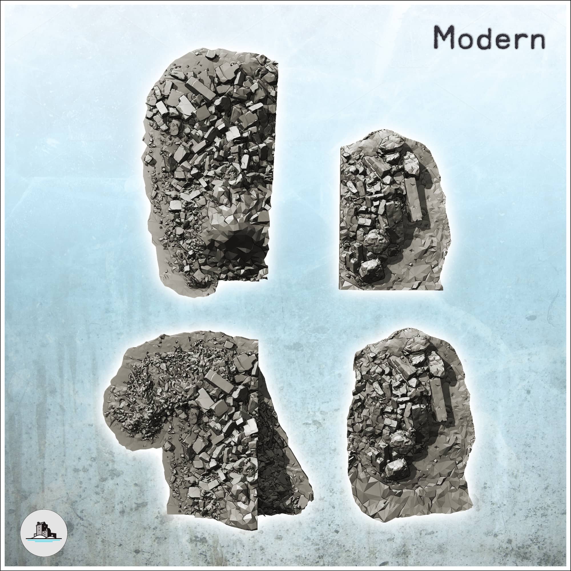 Urban debris set with rubble (5) by Hartolia Miniatures - Wargaming3D