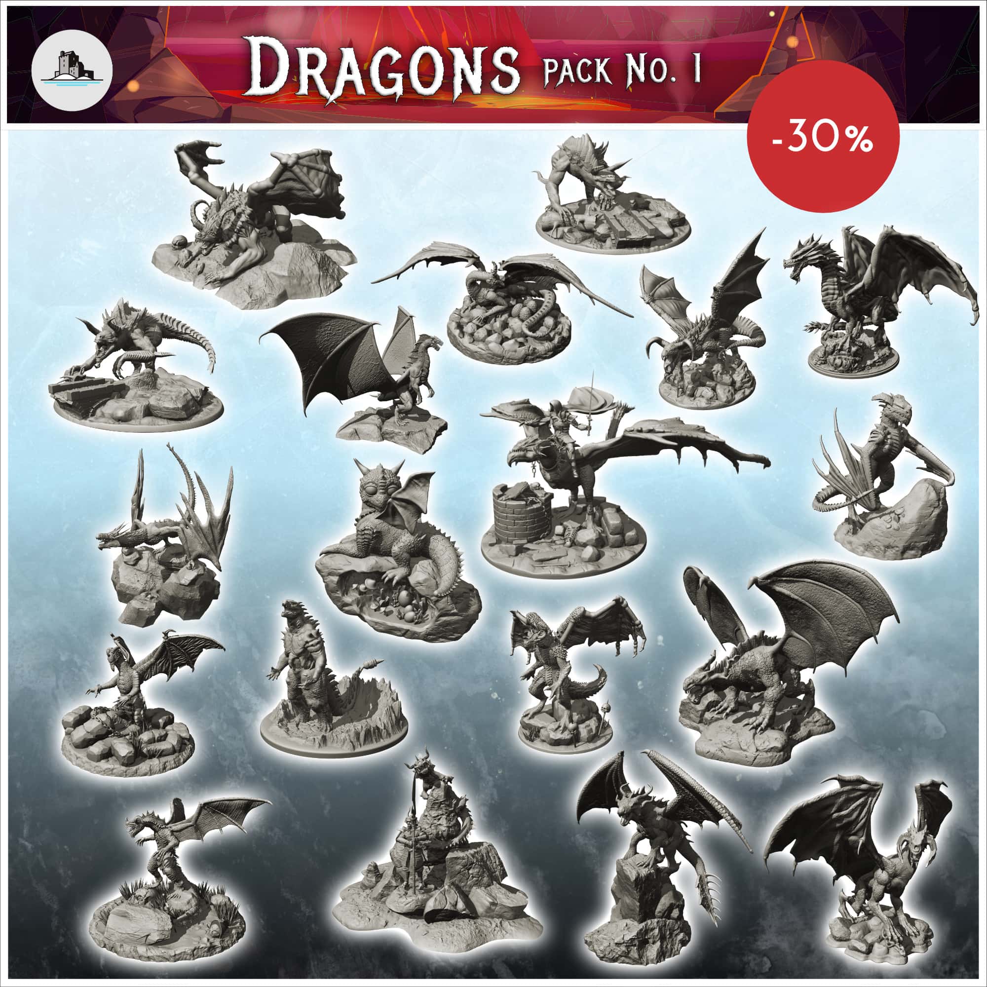 Dragons pack No. 1 by Hartolia Miniatures - Wargaming3D