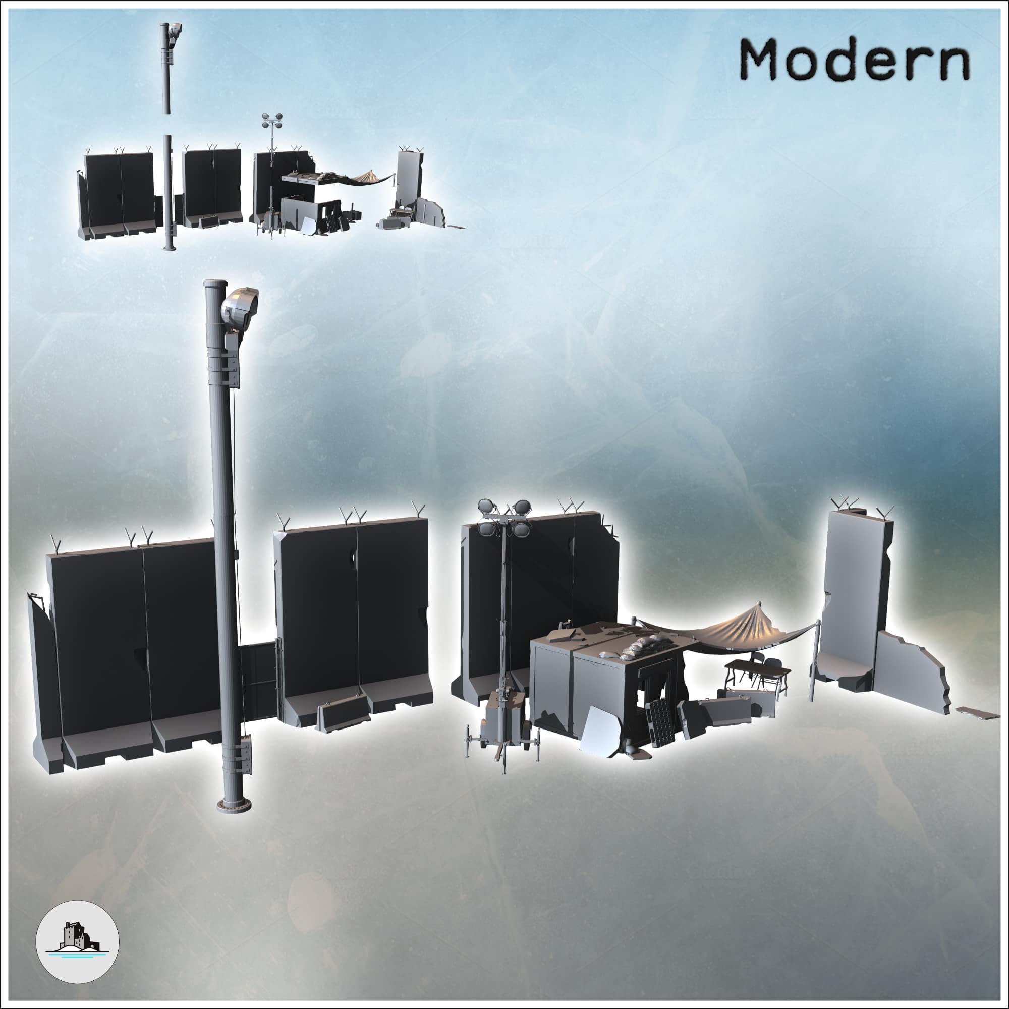 Modern checkpoint with concrete walls and control room (4) by Hartolia ...