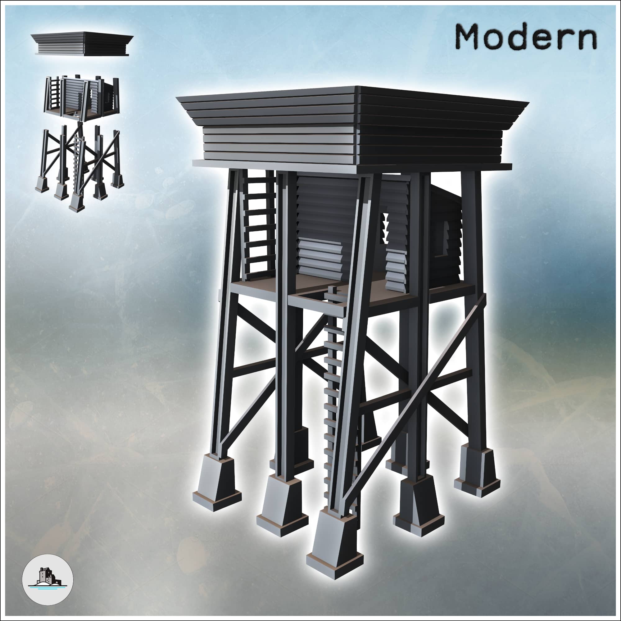 Defense tower with metal beam supports and platform (5) by Hartolia ...