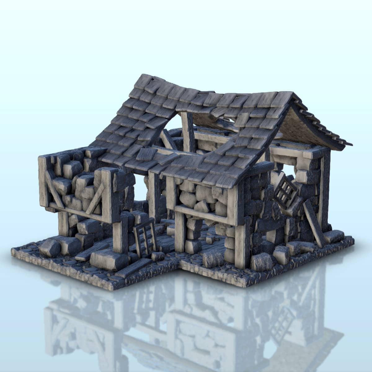 Ruin of medieval house in stone and wood (3) by Hartolia Miniatures ...