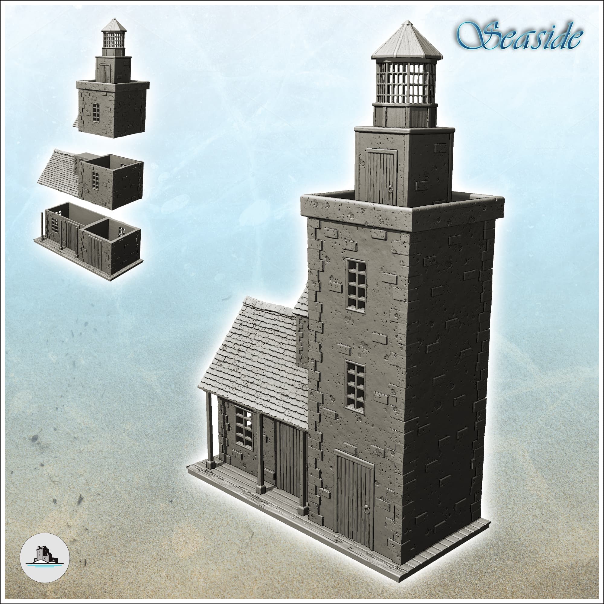 Lighthouse with square tower and outbuilding (2) by Hartolia Miniatures ...