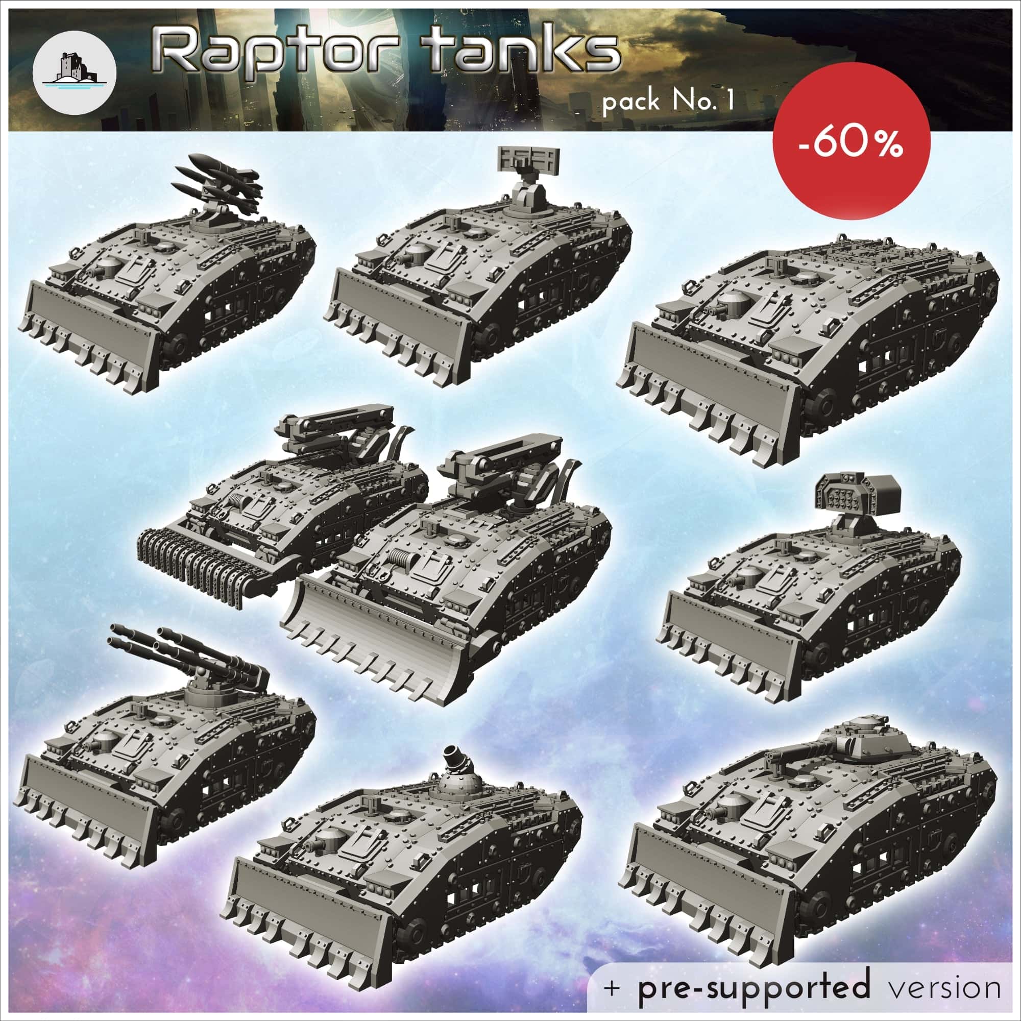 Raptor tanks pack No. 1 by Hartolia Miniatures - Wargaming3D
