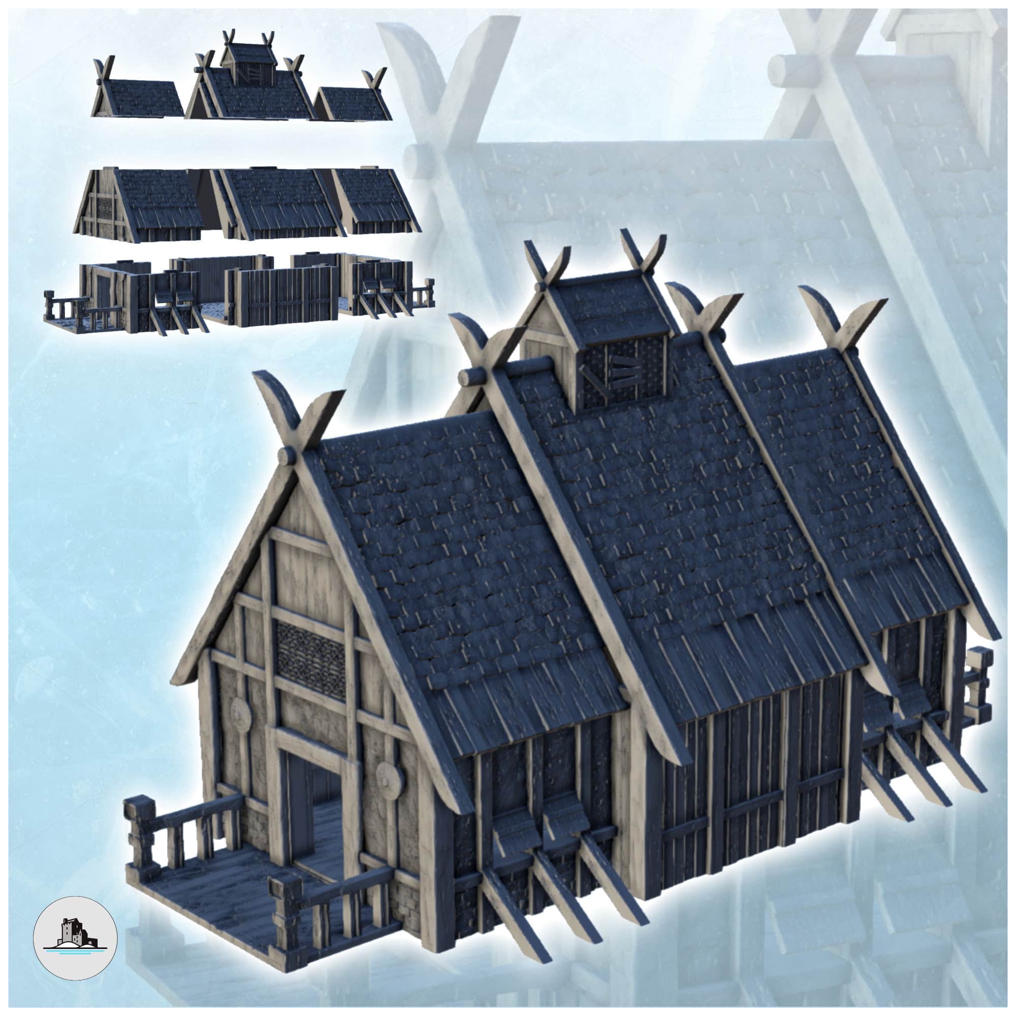 Large Viking building with double entrance and railings (5) by Hartolia ...