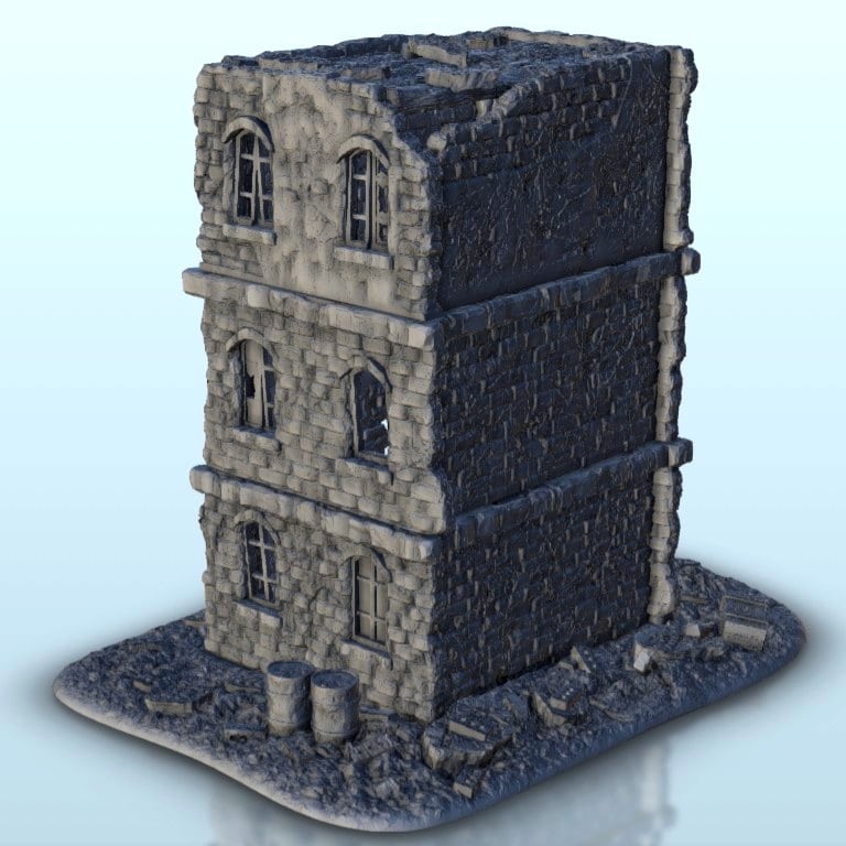 Brick building in ruins 25 by Hartolia Miniatures - Wargaming3D