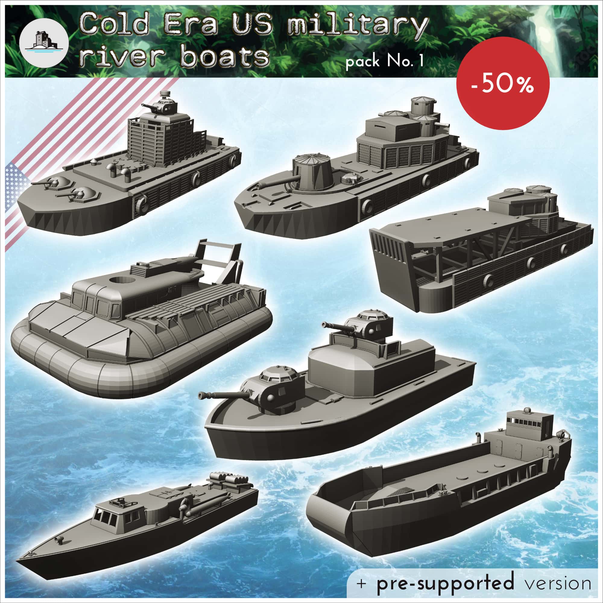 Cold Era US military river boats pack No. 1 by Hartolia Miniatures ...