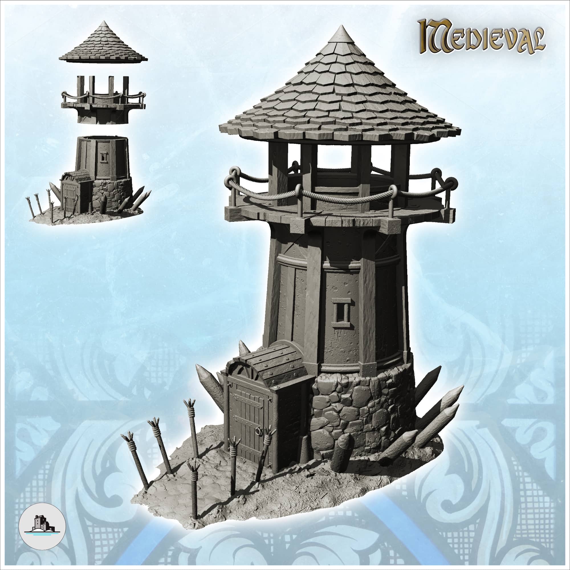 Watchtower with walkway and access door (5) by Hartolia Miniatures ...