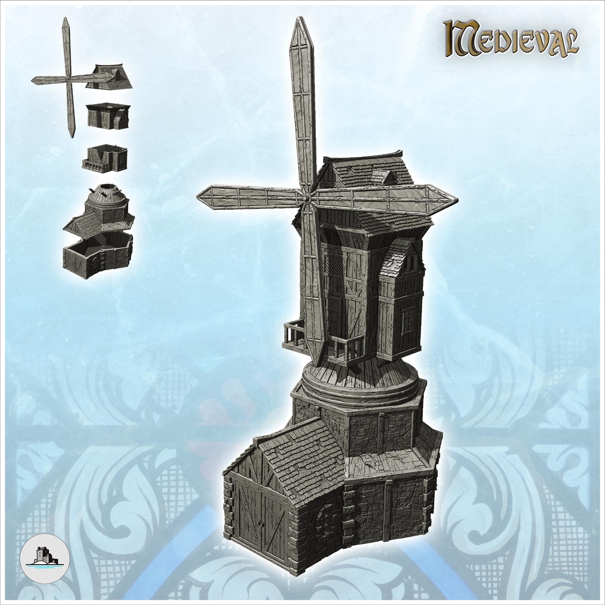 Medieval mill with quadruple blades and base annex (12) by Hartolia ...