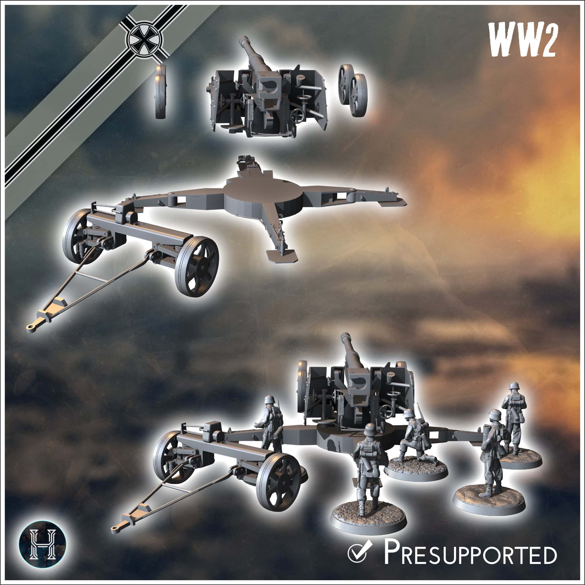 128 mm Pak 44 (Rheinmetall version) by Hartolia Miniatures - Wargaming3D