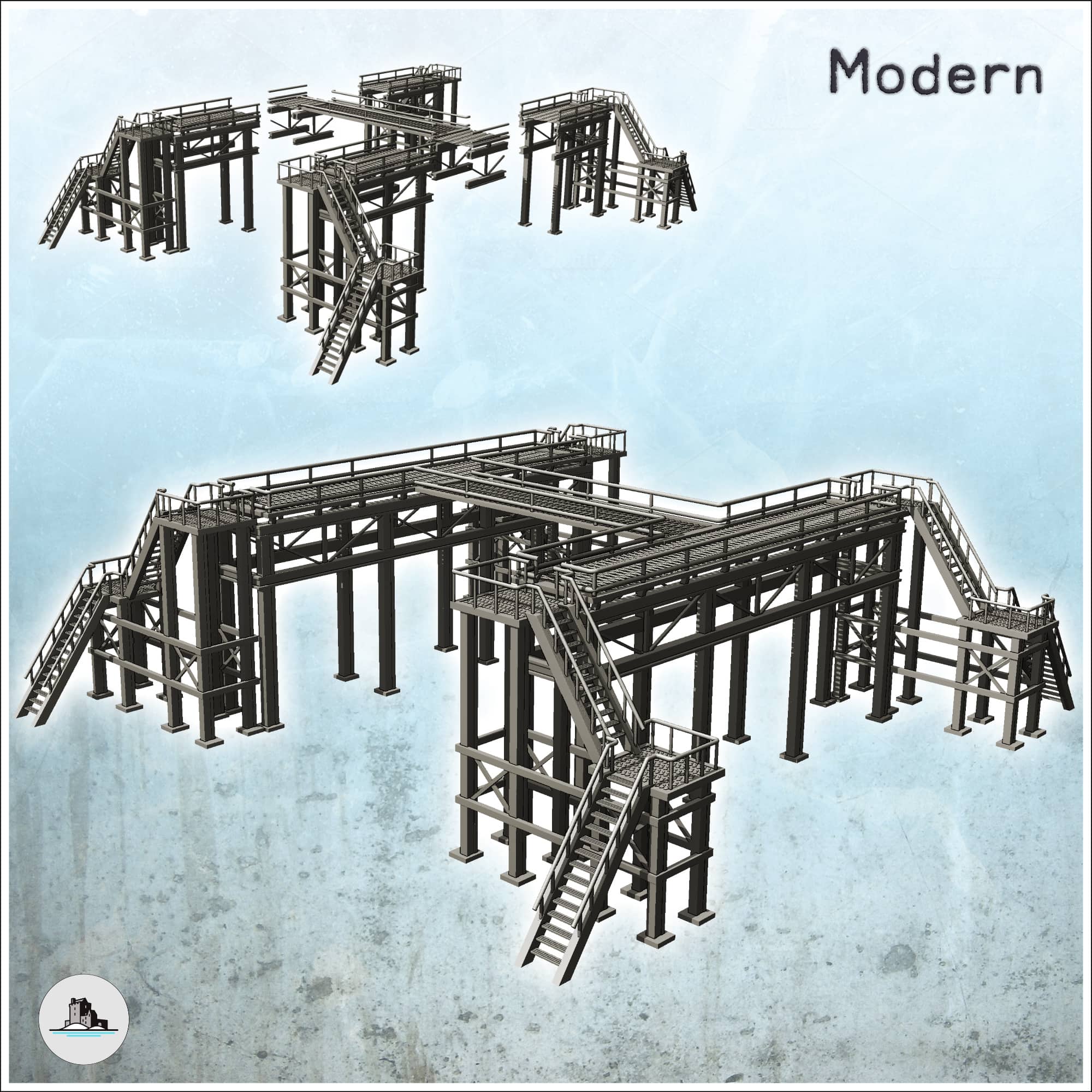 Large modern metal industrial platform with multiple stairs (33) by ...