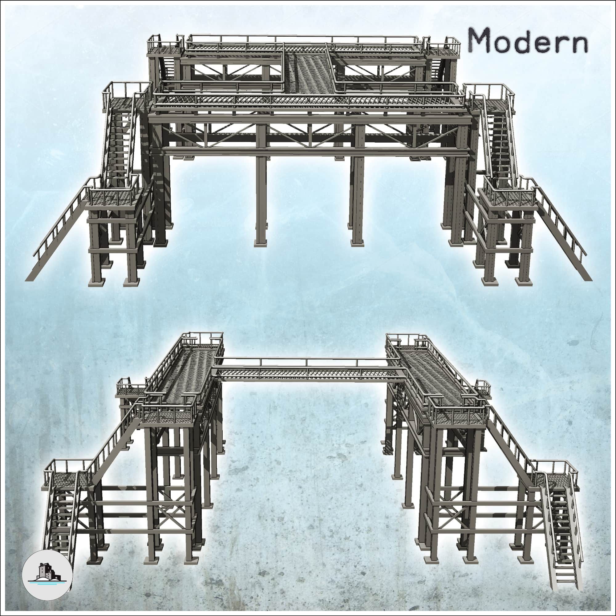 Large modern metal industrial platform with multiple stairs (33) by ...