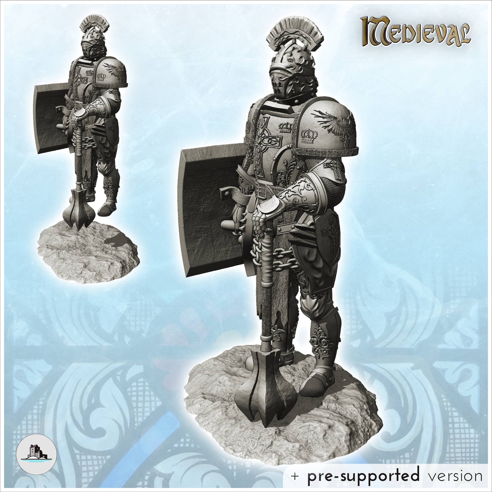 Elite infantryman with heavy armor metal shield and mace (29) by ...