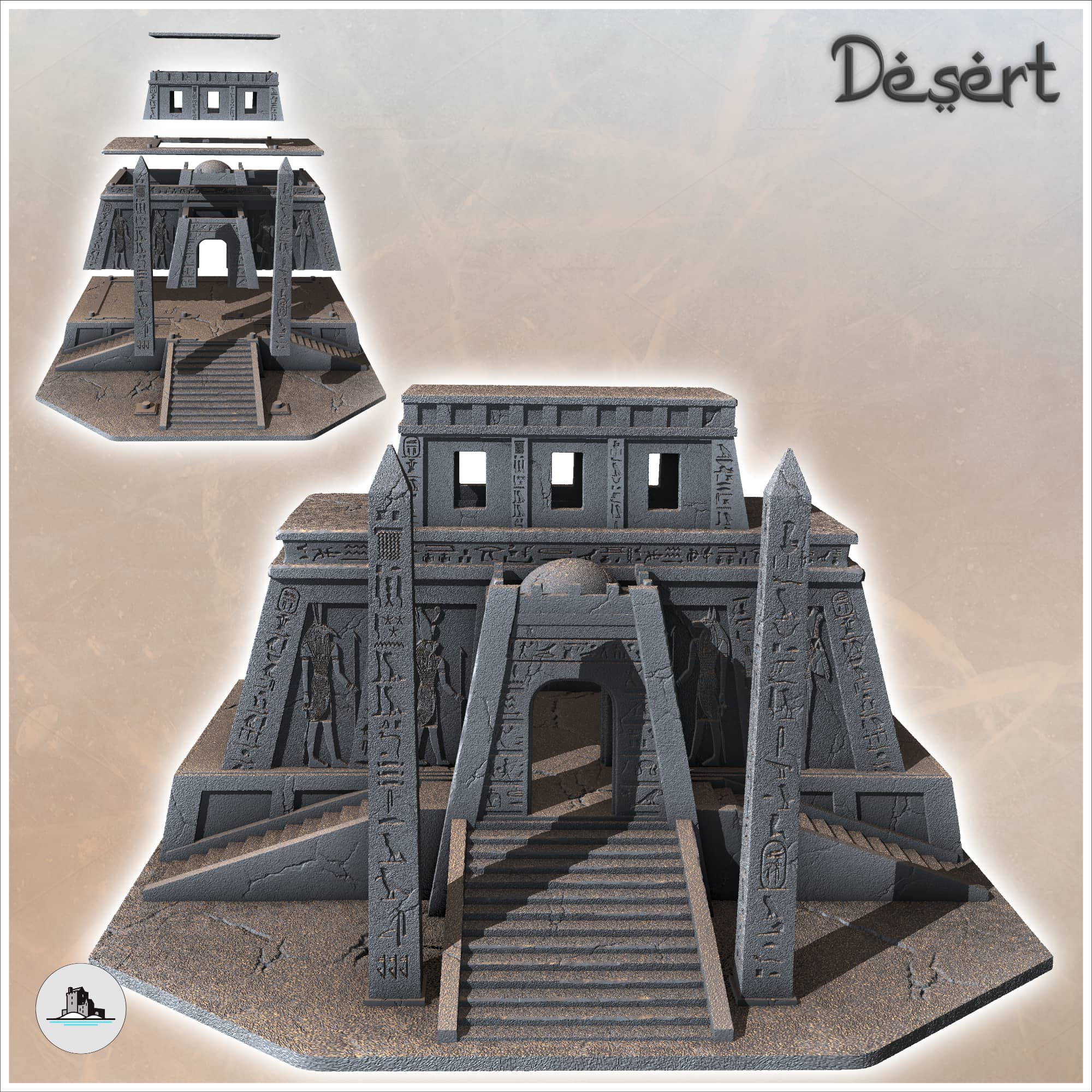 Egyptian Temple with Double Obelisk and Multiple Access Stairs (16) by ...