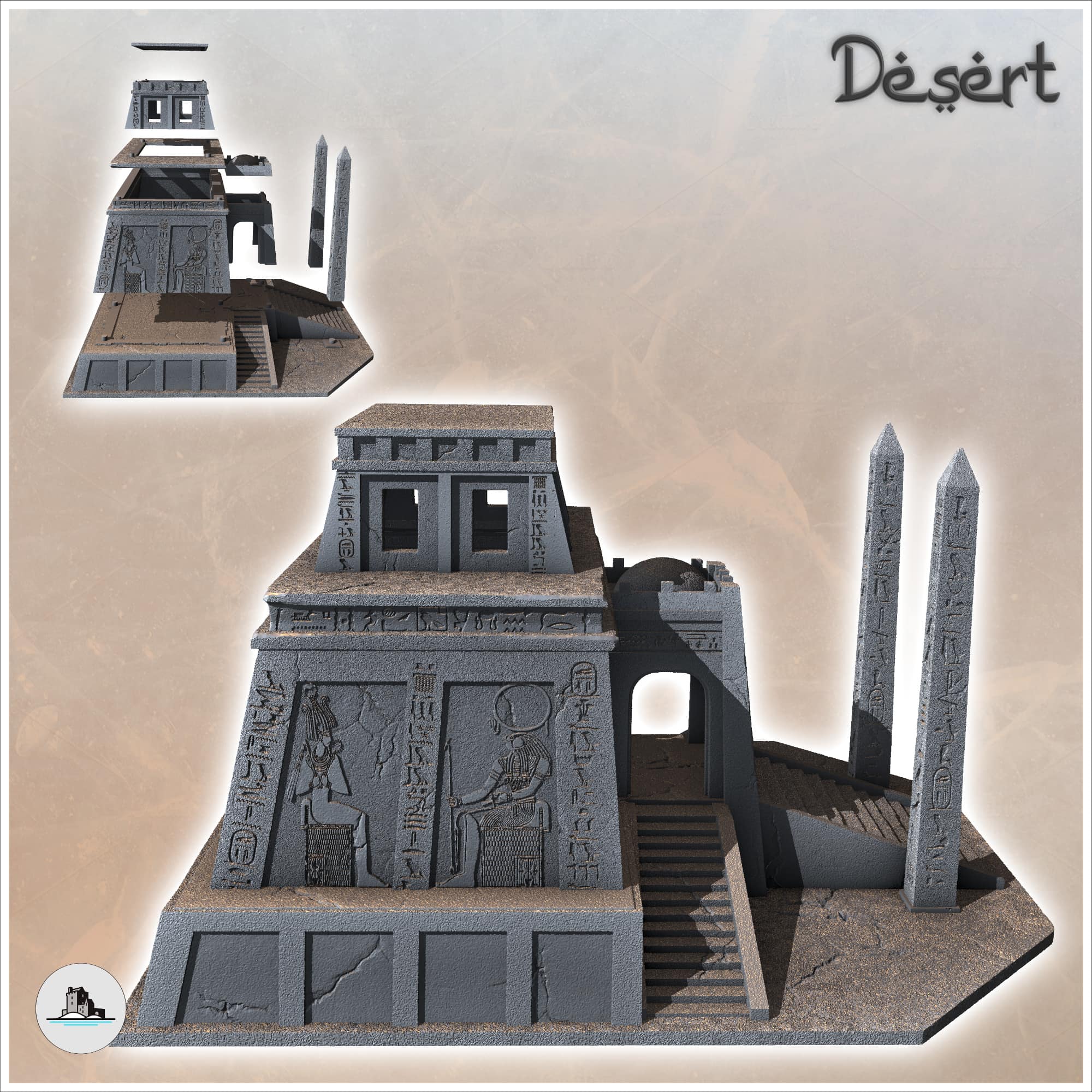 Egyptian Temple with Double Obelisk and Multiple Access Stairs (16) by ...