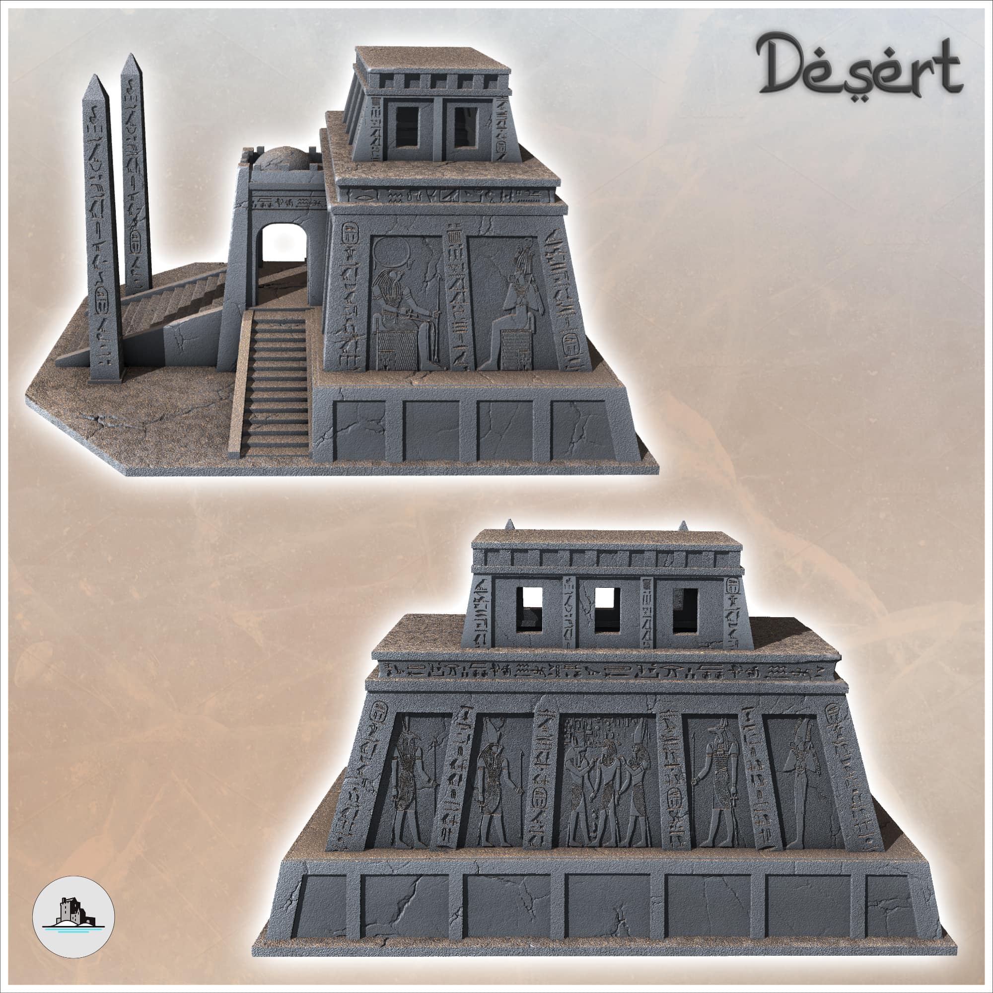 Egyptian Temple with Double Obelisk and Multiple Access Stairs (16) by ...