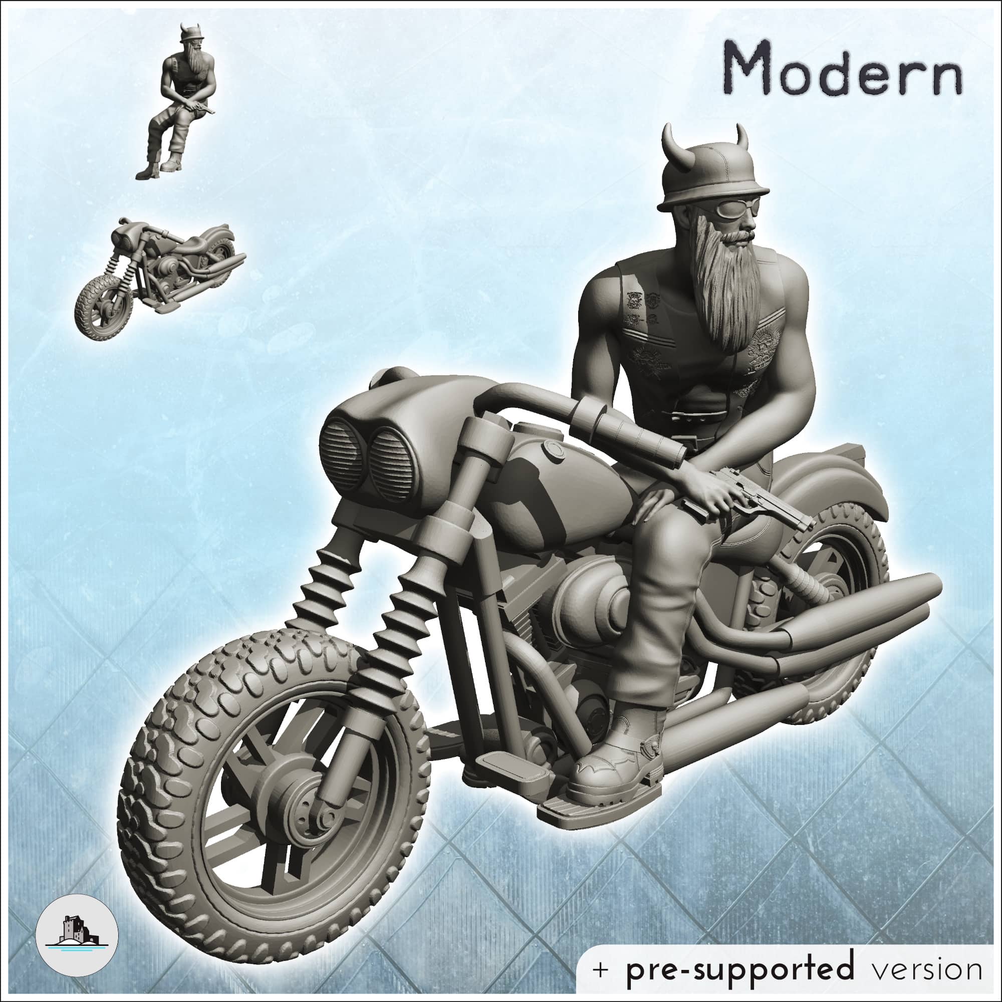 Biker with long beard horned hat and gun (4) by Hartolia Miniatures ...