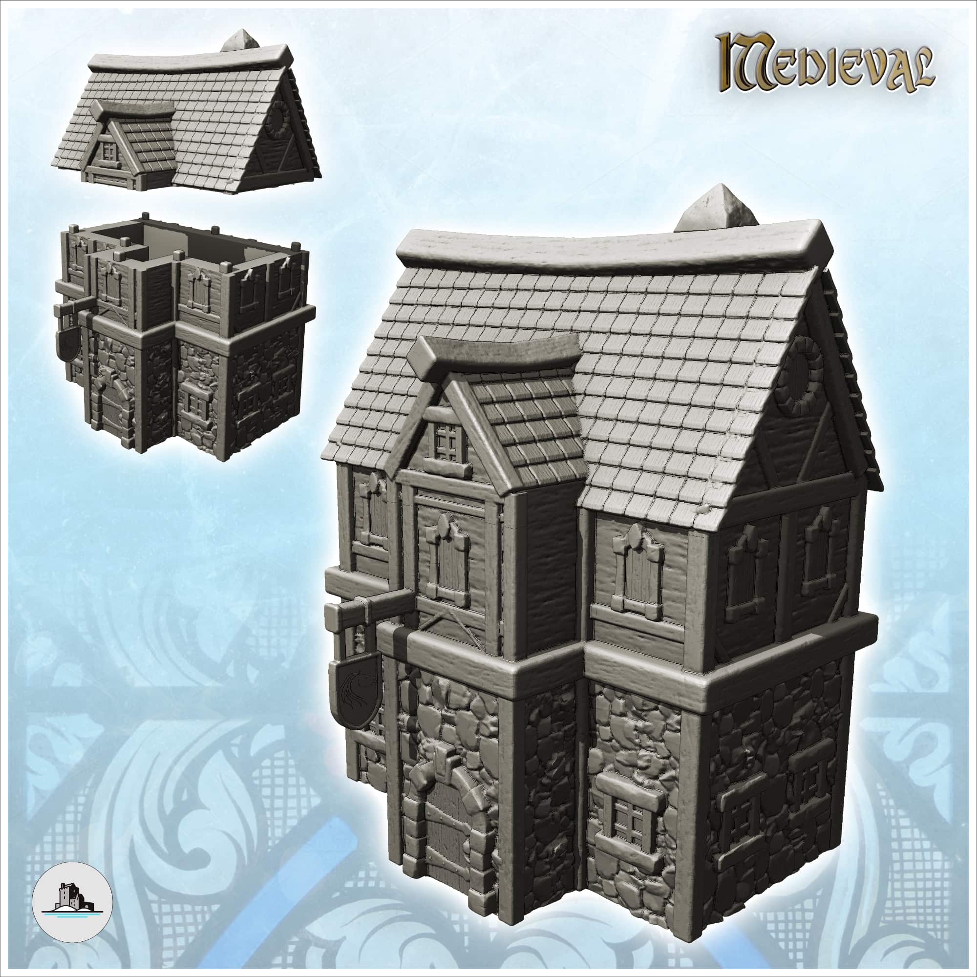 Medieval store with stone base and storey (8) by Hartolia Miniatures ...