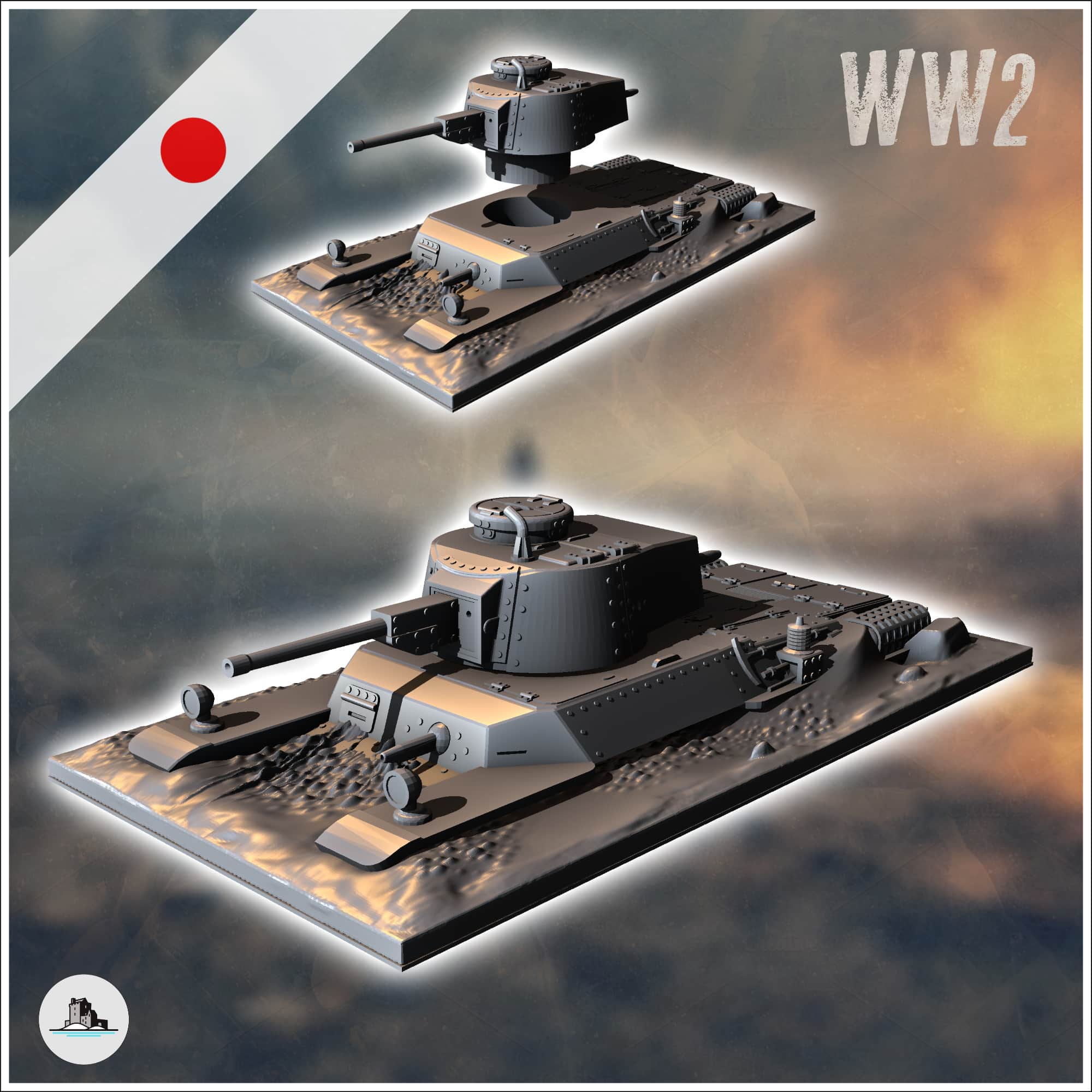 Japanese Type 97 Chi-Ha Kai semi-buried tank (5) by Hartolia Miniatures ...