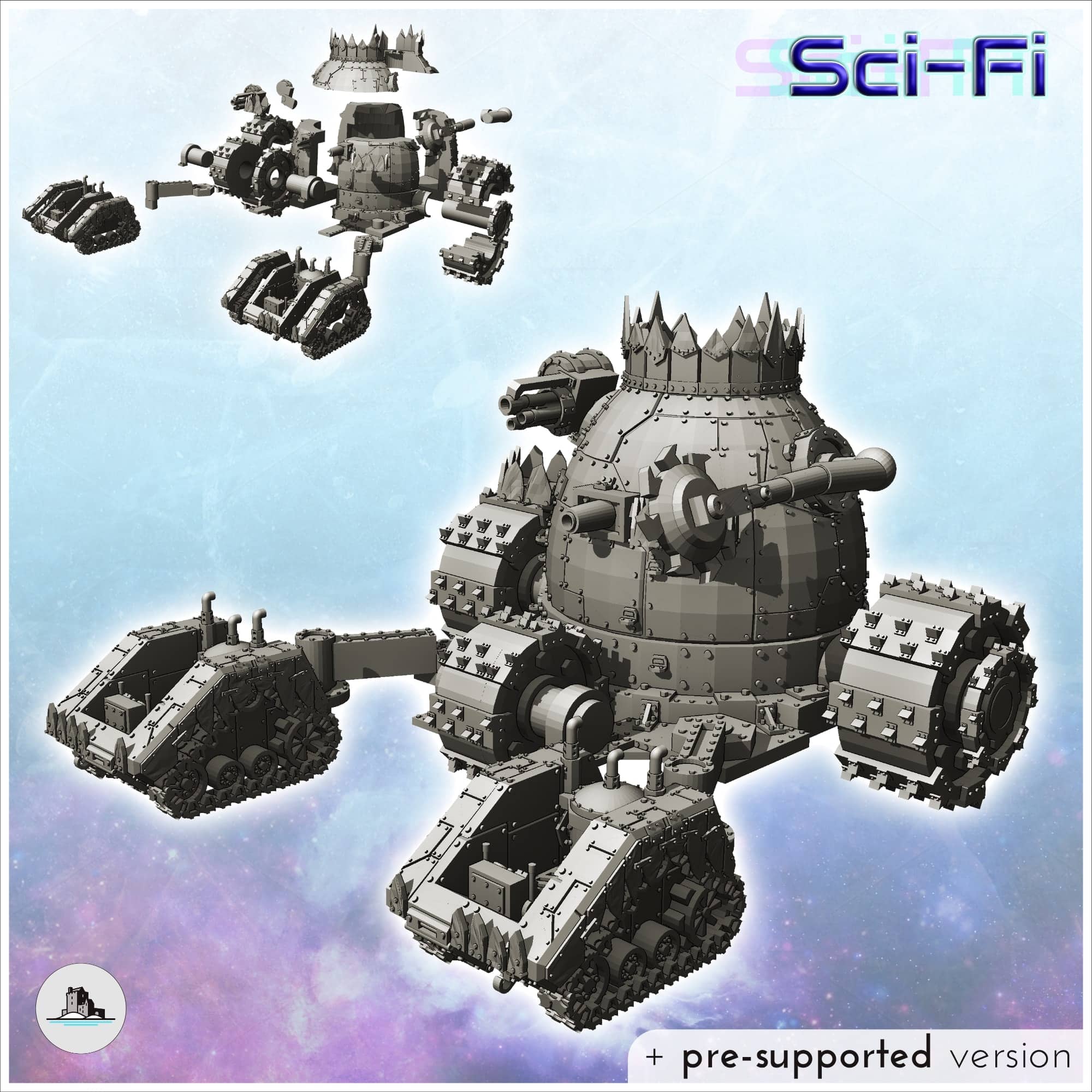 Ork heavy tank with main turret and dual front firing platforms (30) by ...