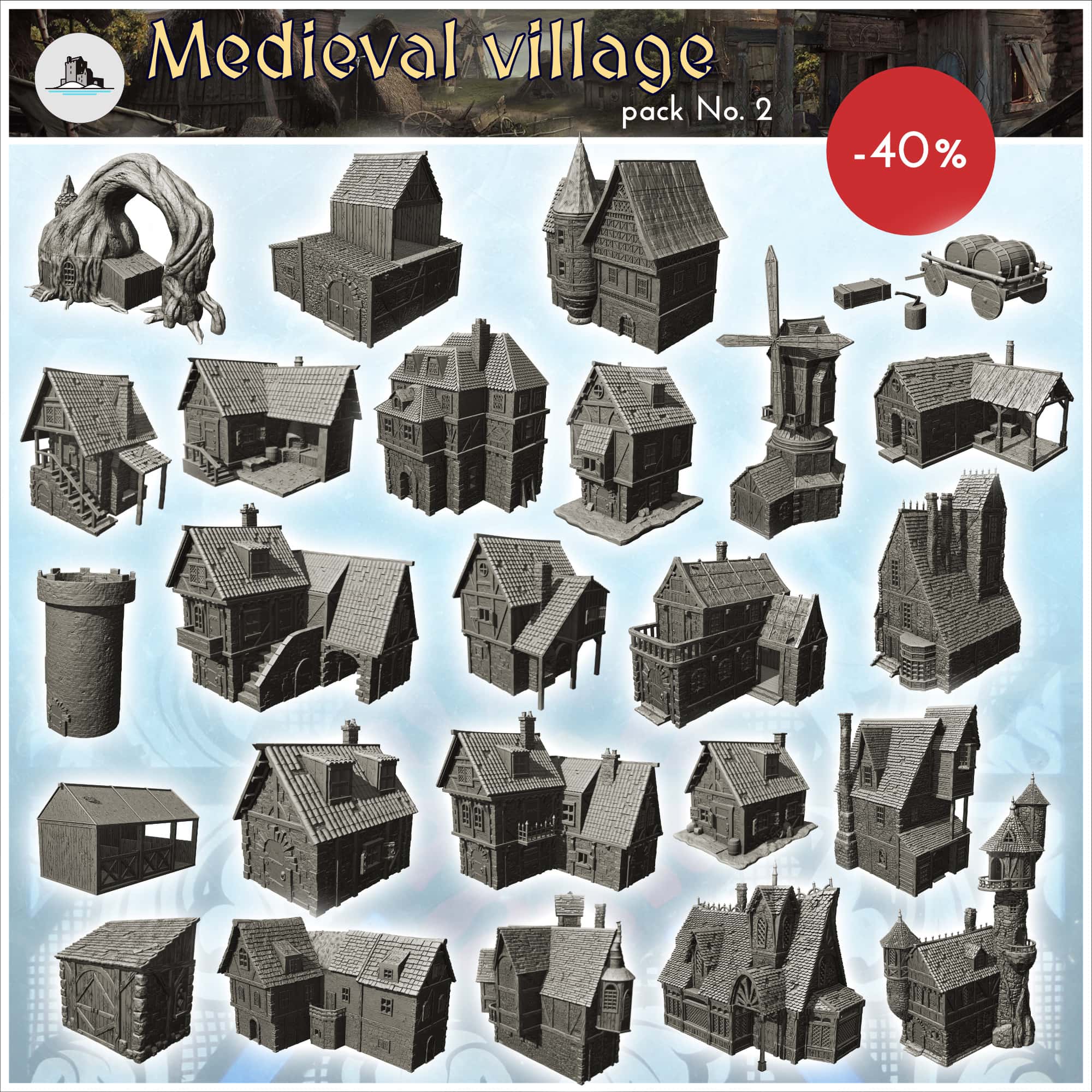 Medieval village pack No. 2 by Hartolia Miniatures - MiniHoarder