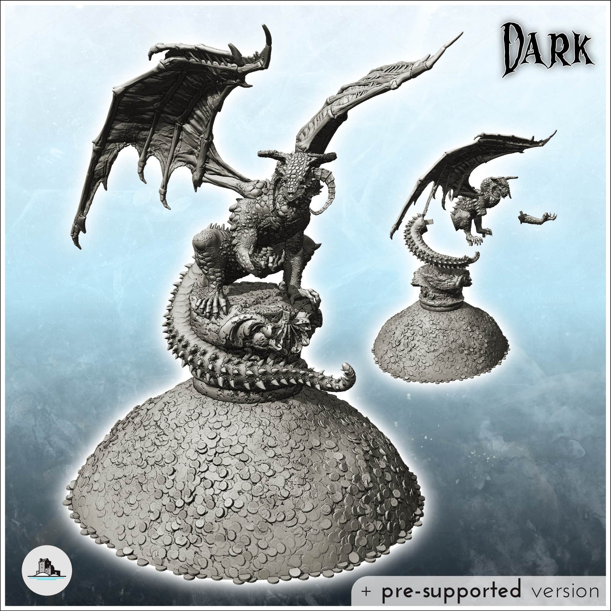 Menacing dragon on rock with double manes (30) by Hartolia Miniatures ...