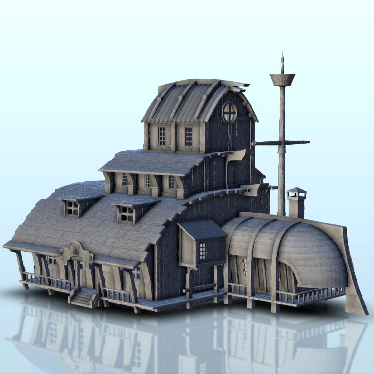 Large medieval wooden pirate building with mast and floor (8) by ...