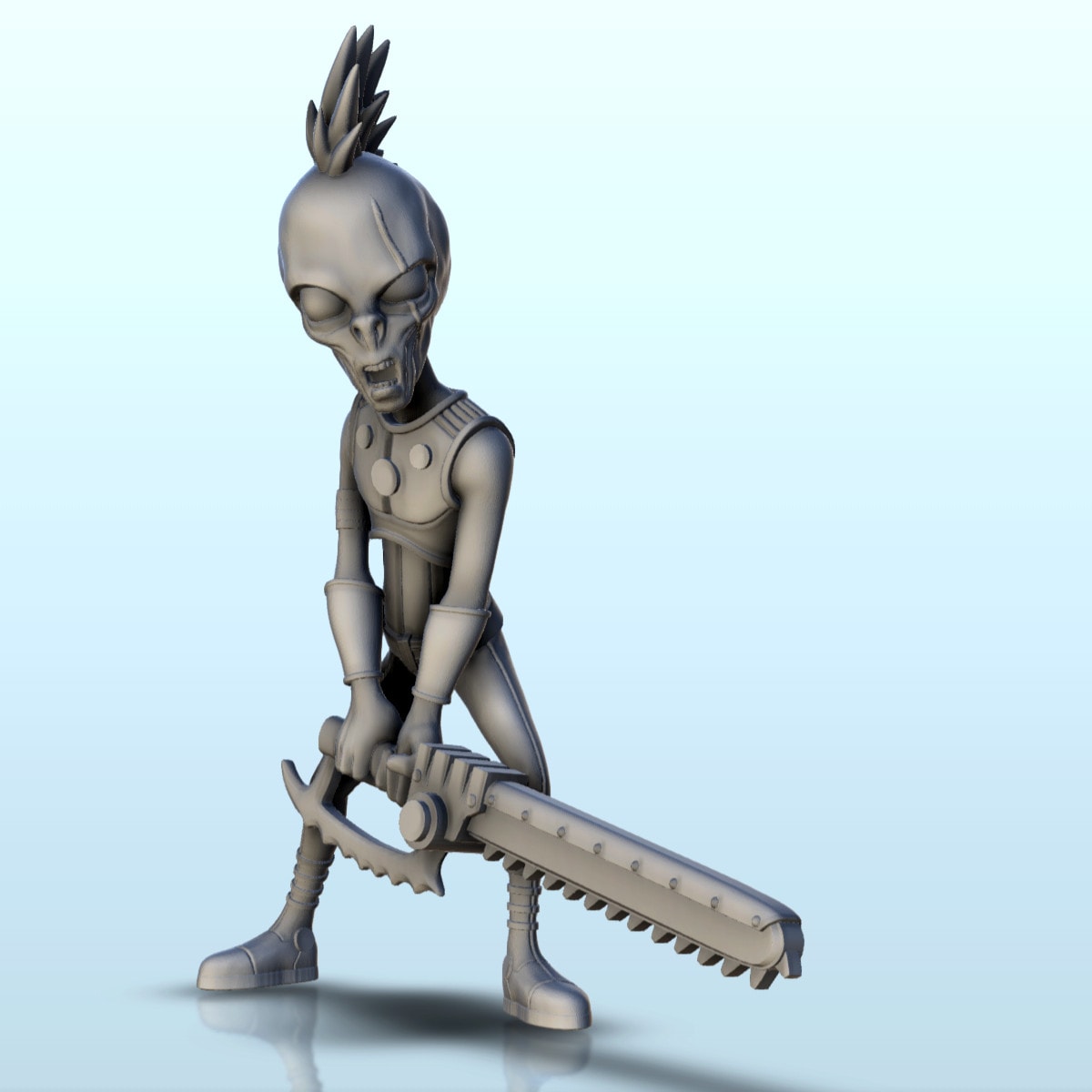 Alien punk with armor and chainsaw sword (9) (+ pre-supported version ...