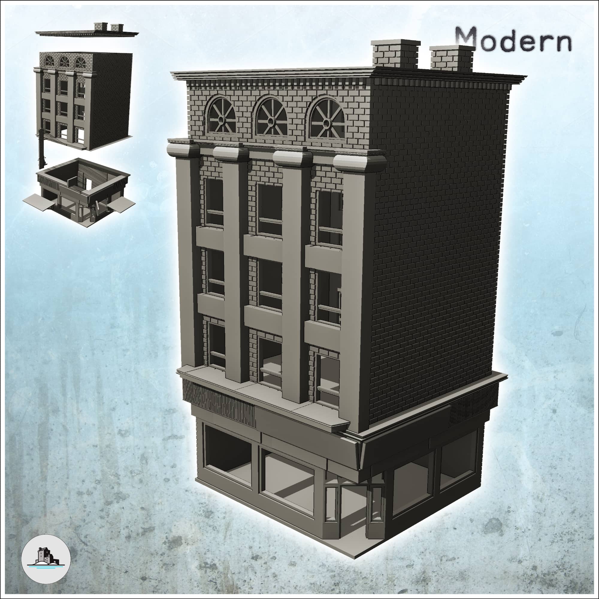 Brick corner building with first floor store and arched windows (12) by ...