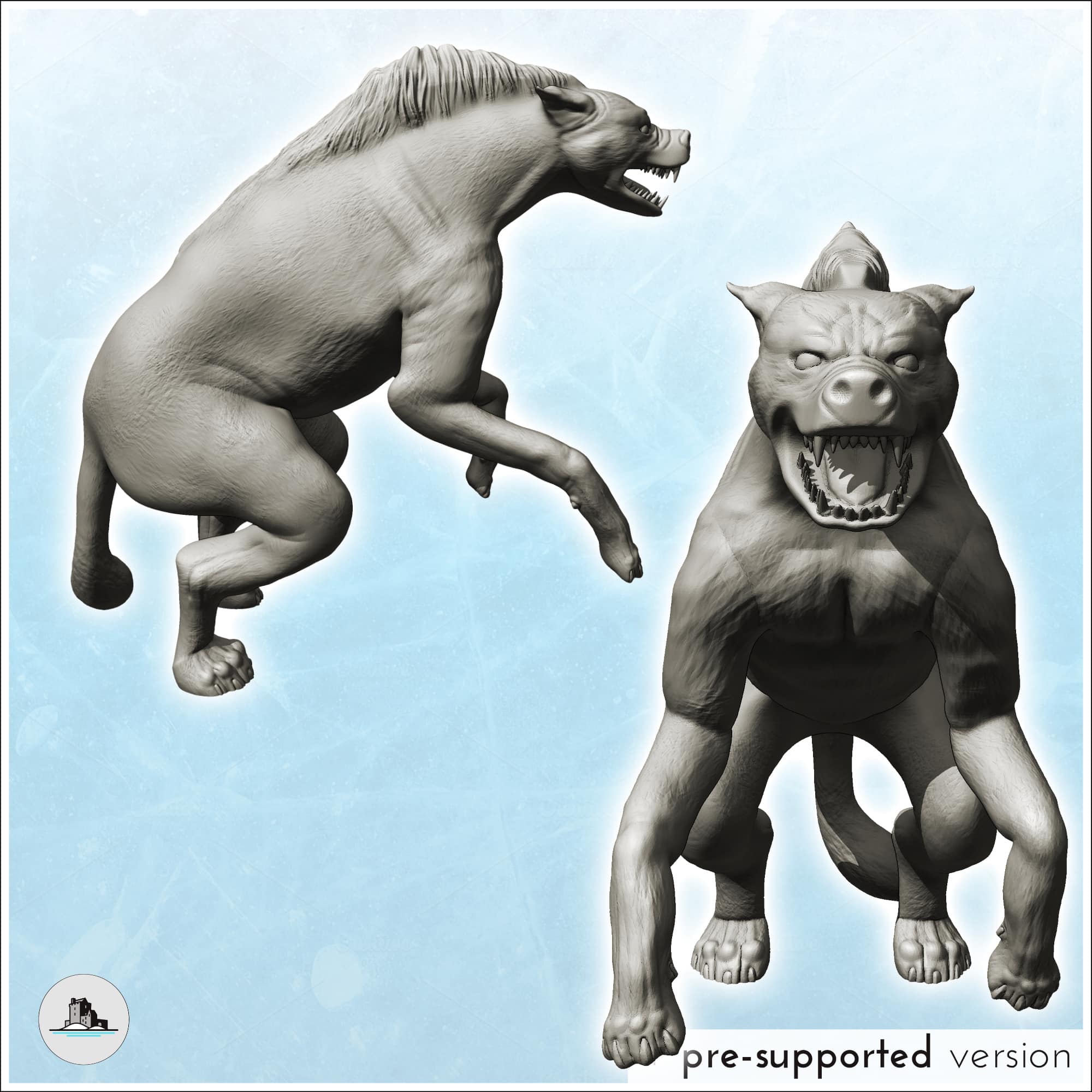 Threatening raised hyena (13) by Hartolia Miniatures - Wargaming3D