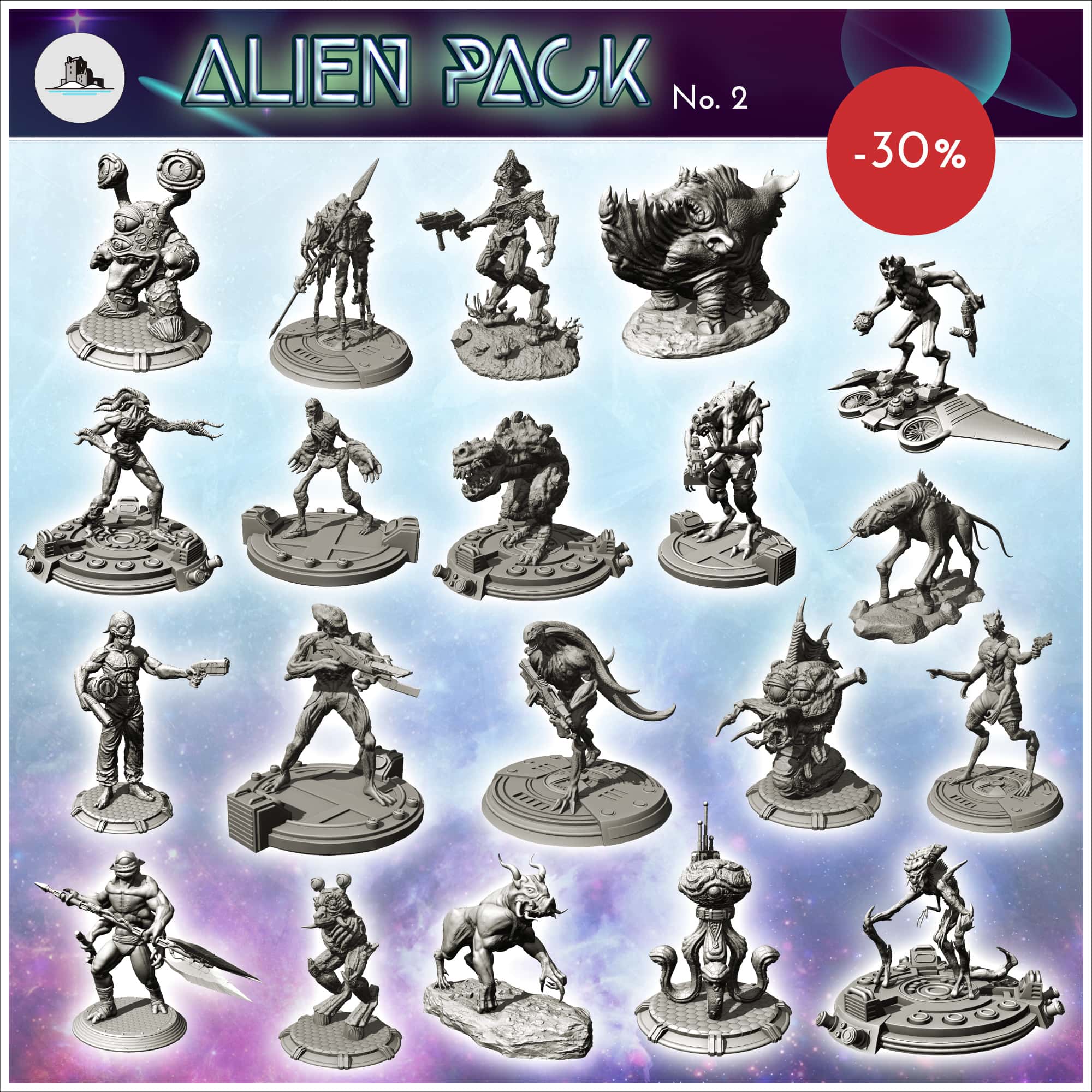 Sci-Fi alien figures pack No. 2 by Hartolia Miniatures - MiniHoarder
