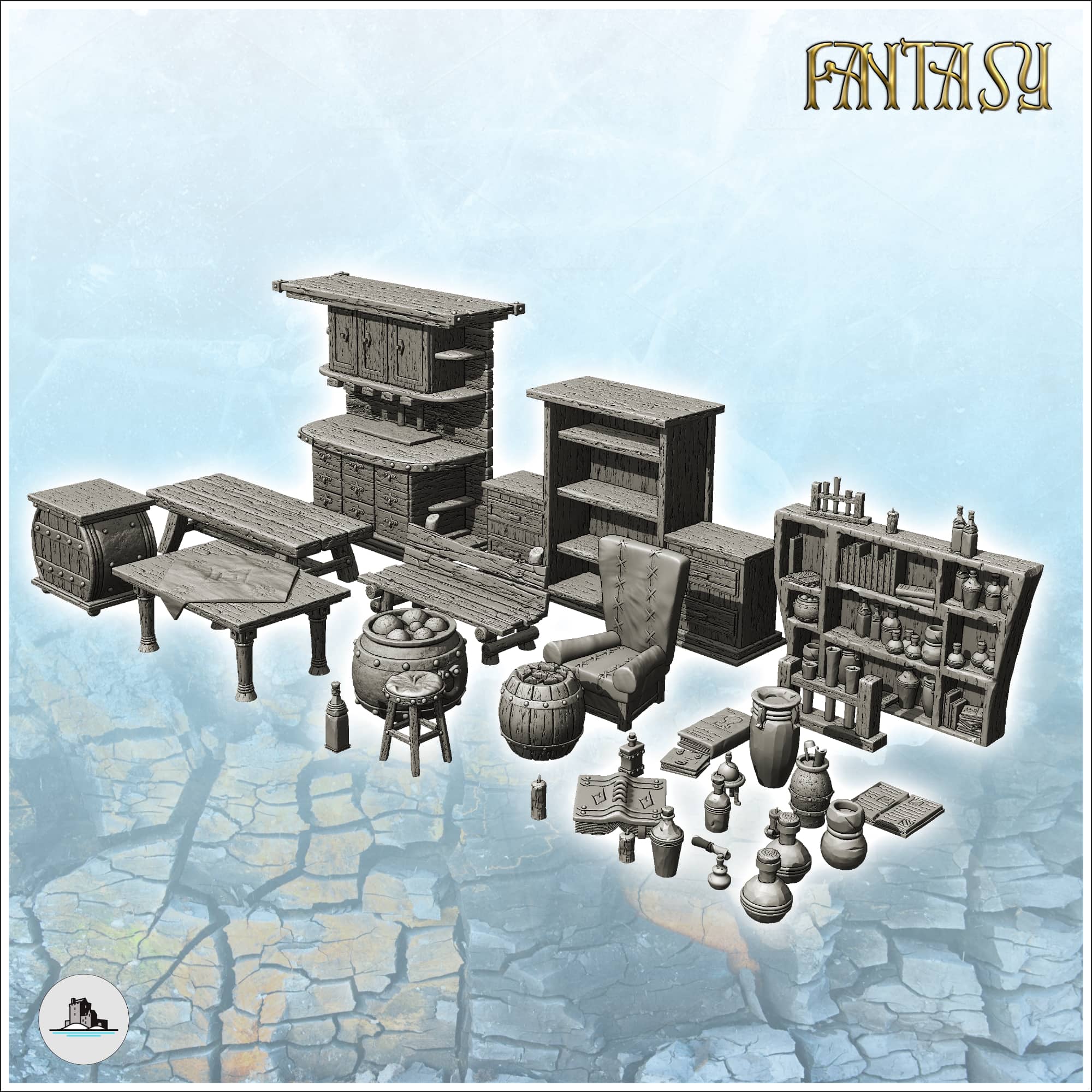 Potions store interior set with cauldrons and vials (4) by Hartolia ...