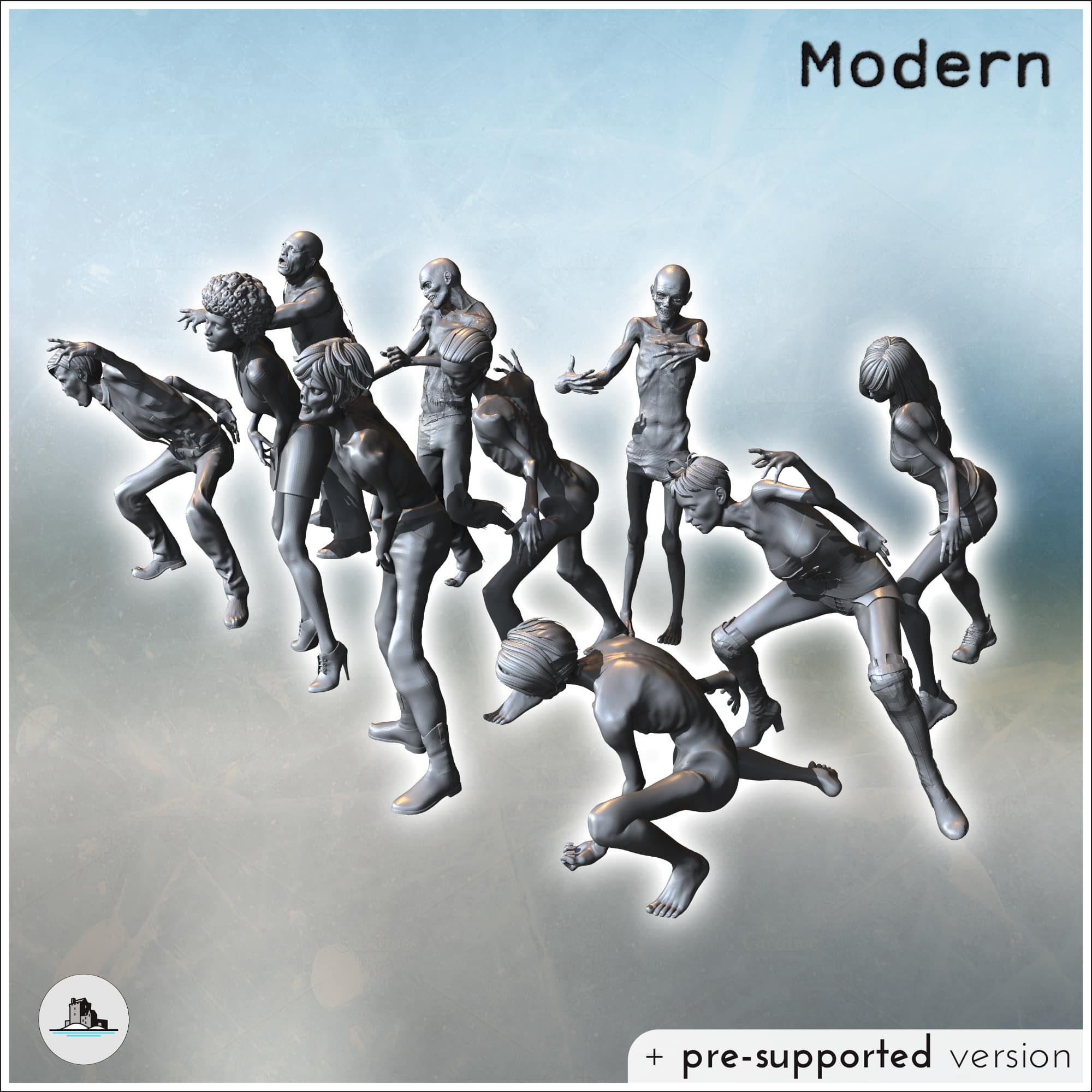 Set of ten post-apocalyptic mutant-infected zombies (1) by Hartolia ...