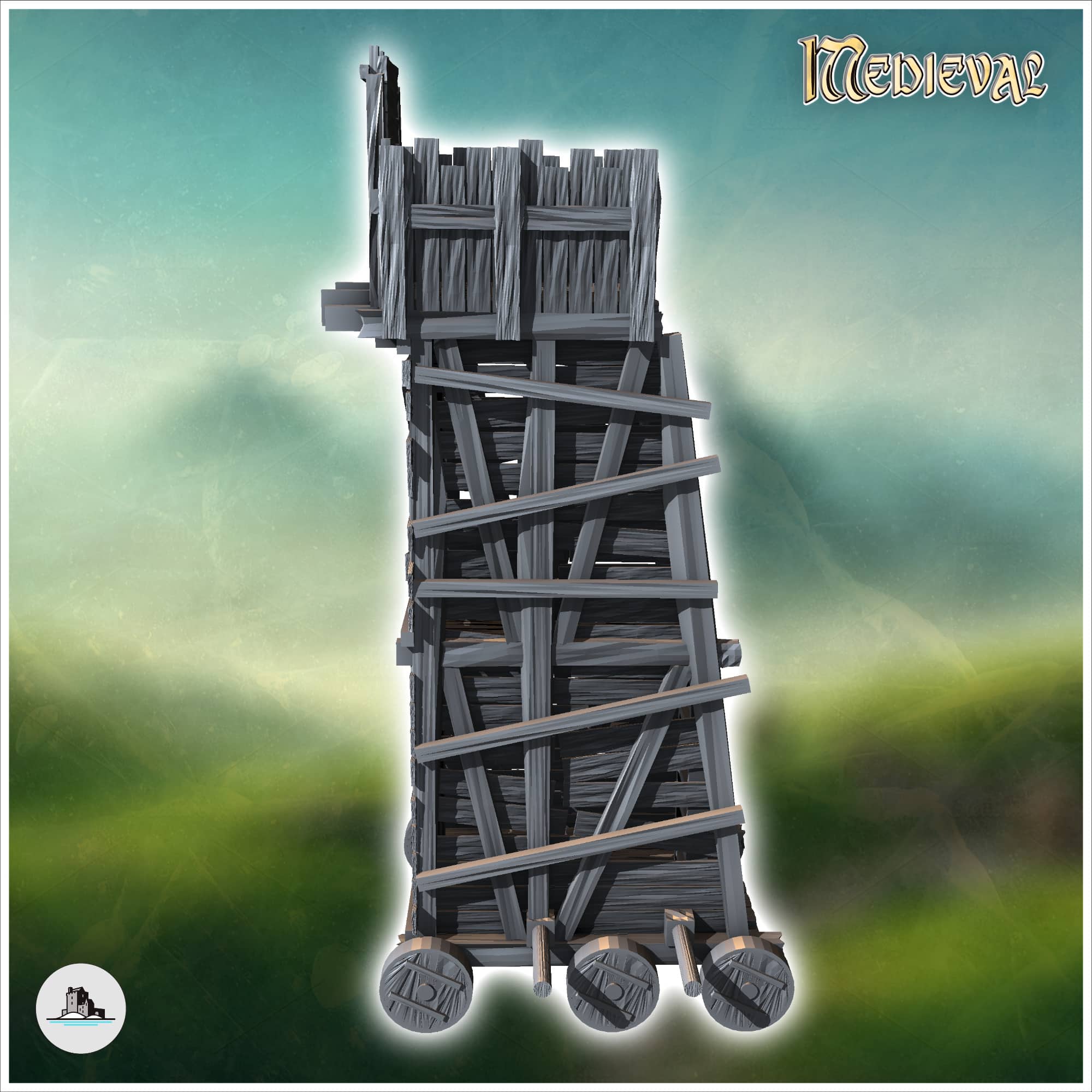 Six-wheeled wooden plank siege tower (3) by Hartolia Miniatures ...