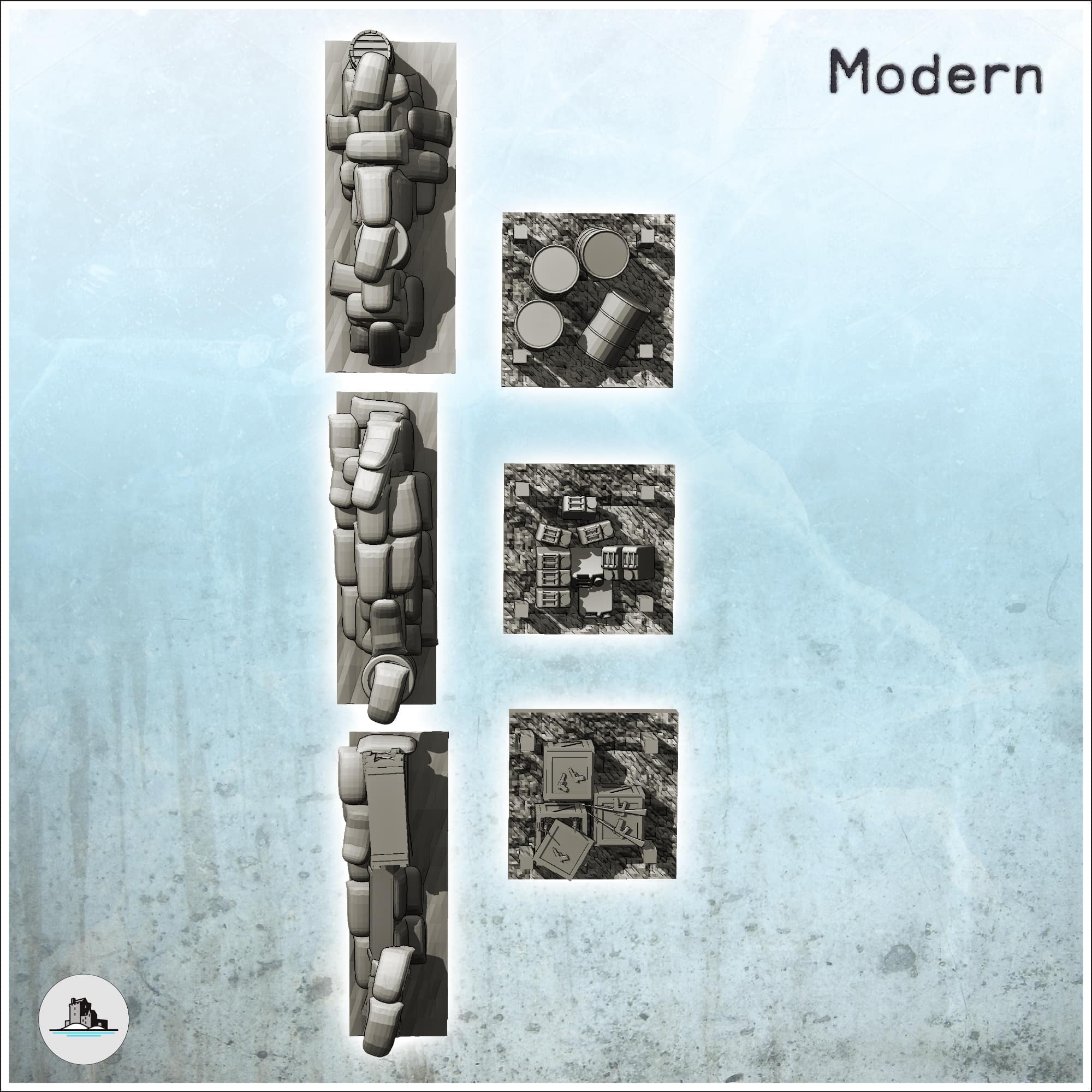 Set of fortified positions and ammunition reserves for modern infantry ...