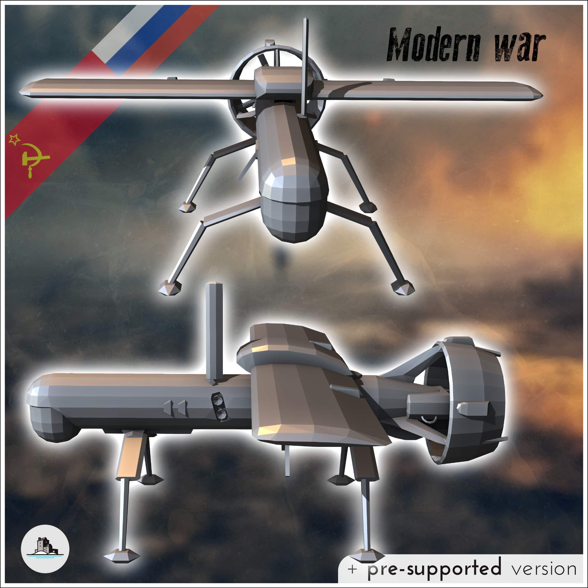 Yakovlev Pchela-1T UAV soviet drone by Hartolia Miniatures - Wargaming3D