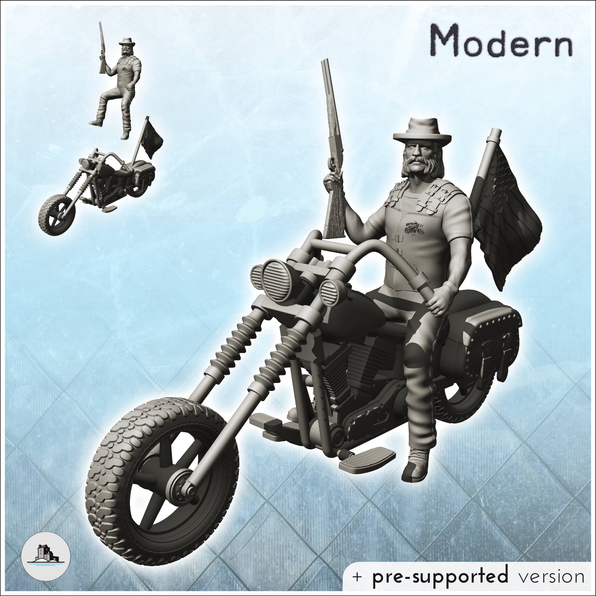American biker with flag hat and rifle (3) by Hartolia Miniatures ...